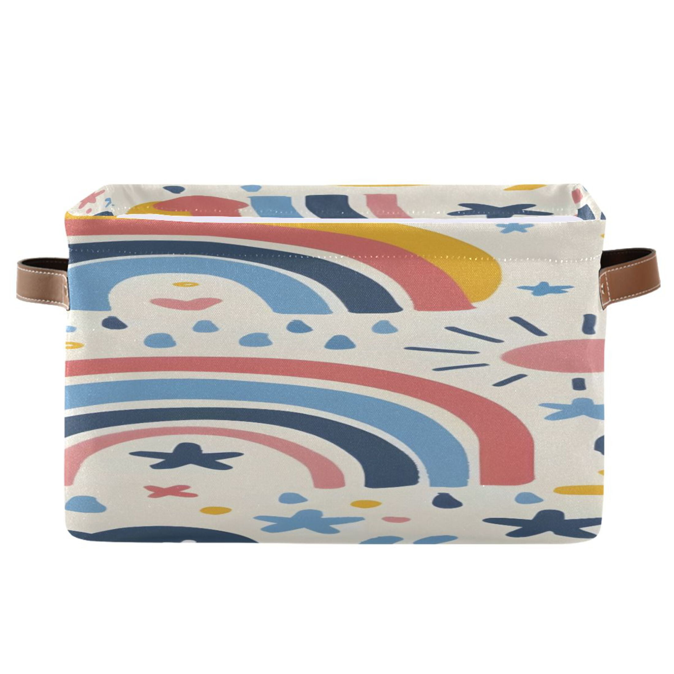 Rainbows Clouds Stars Sun Doddle Square Storage Bins with Handles ...