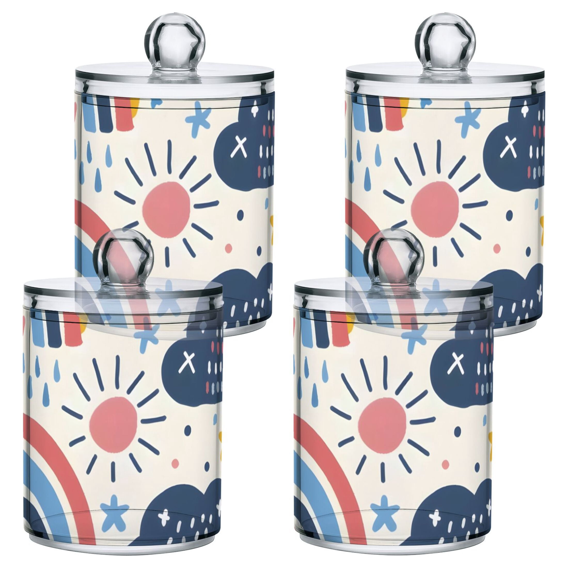 Rainbows Clouds Stars Sun Doddle Translucent Plastic Cans Storage ...
