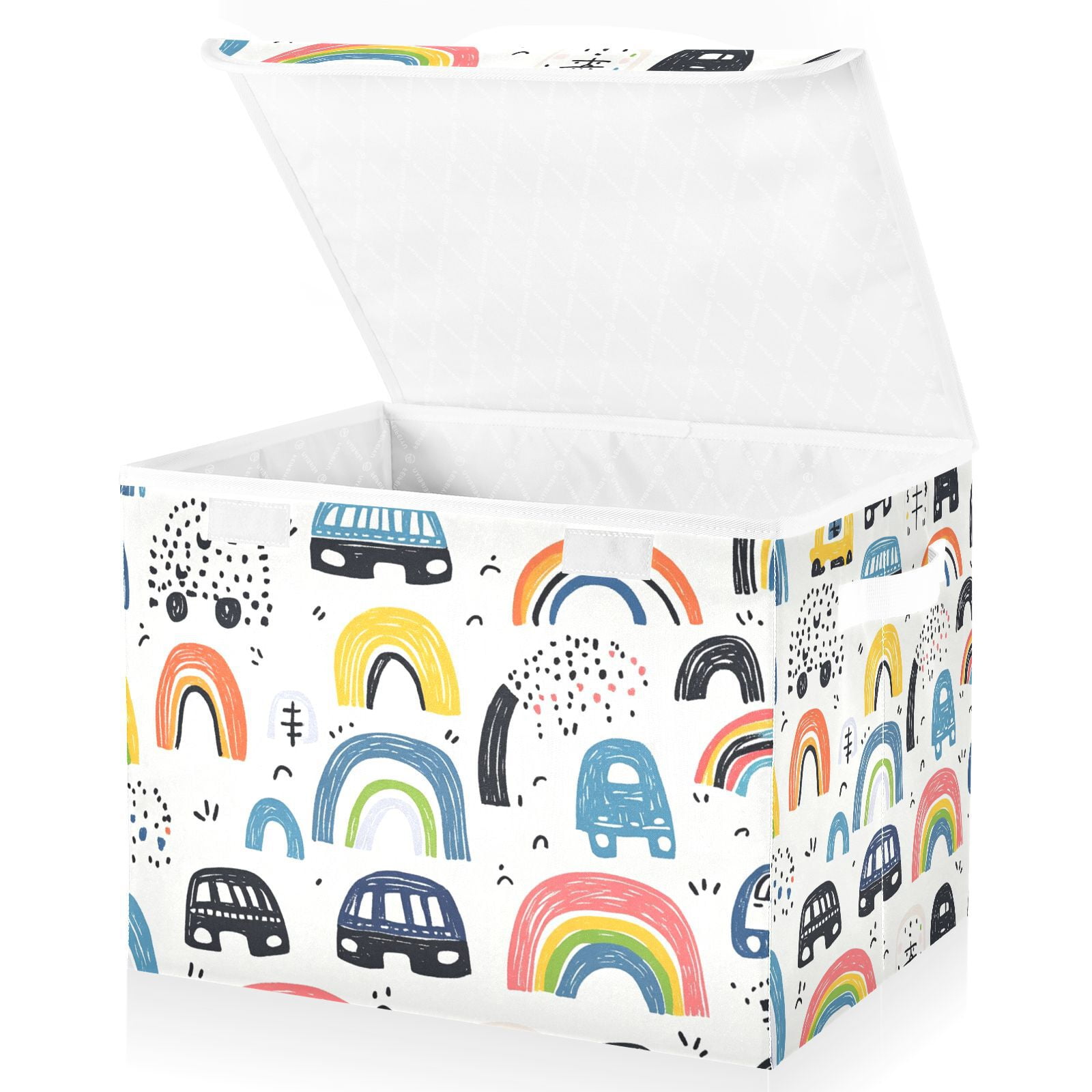 Rainbows Doodle Storage Basket for Shelves Foldable Container Organizer ...