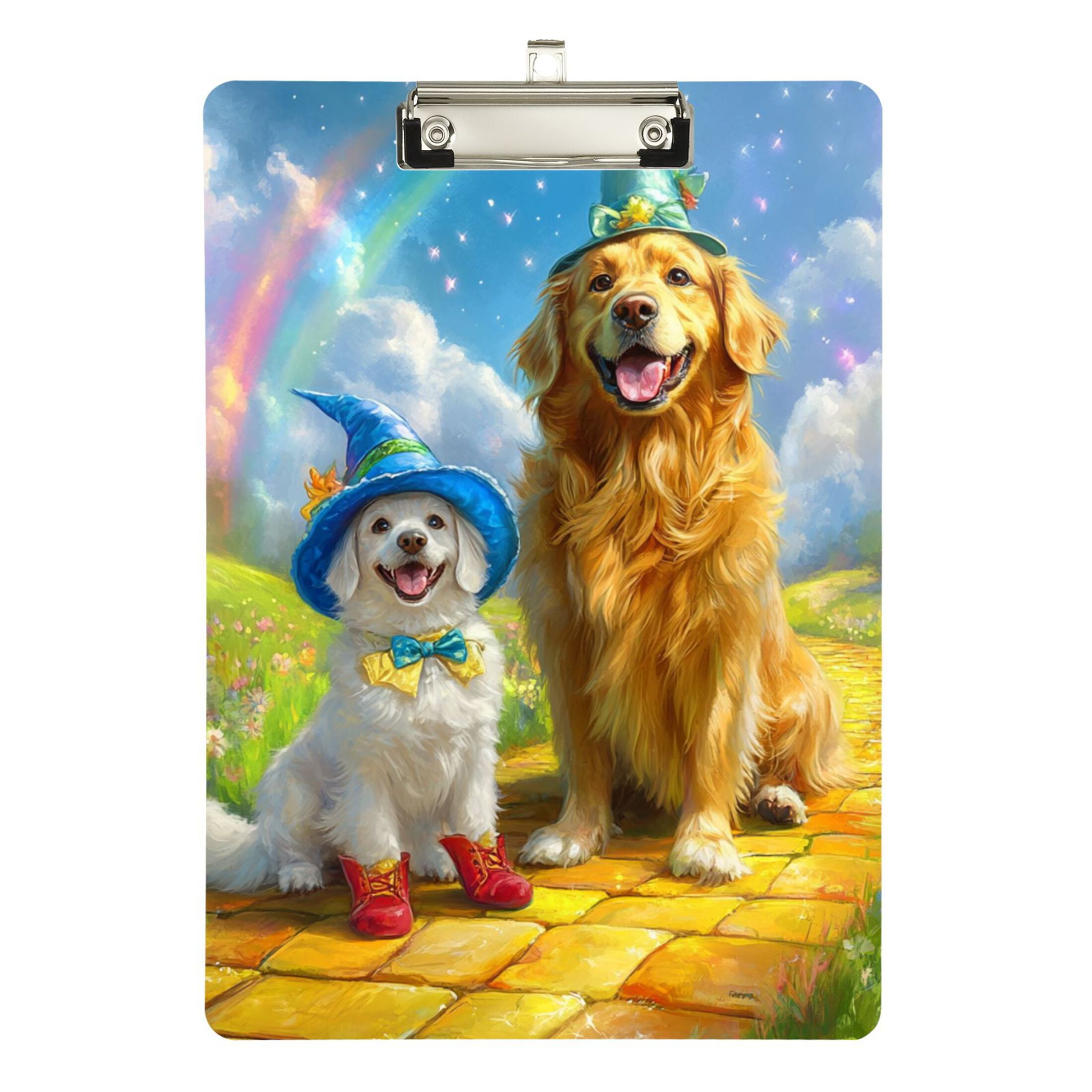 Rainbows Garden Cute Dogs with Hats Acrylic Clipboard Drawing Board ...