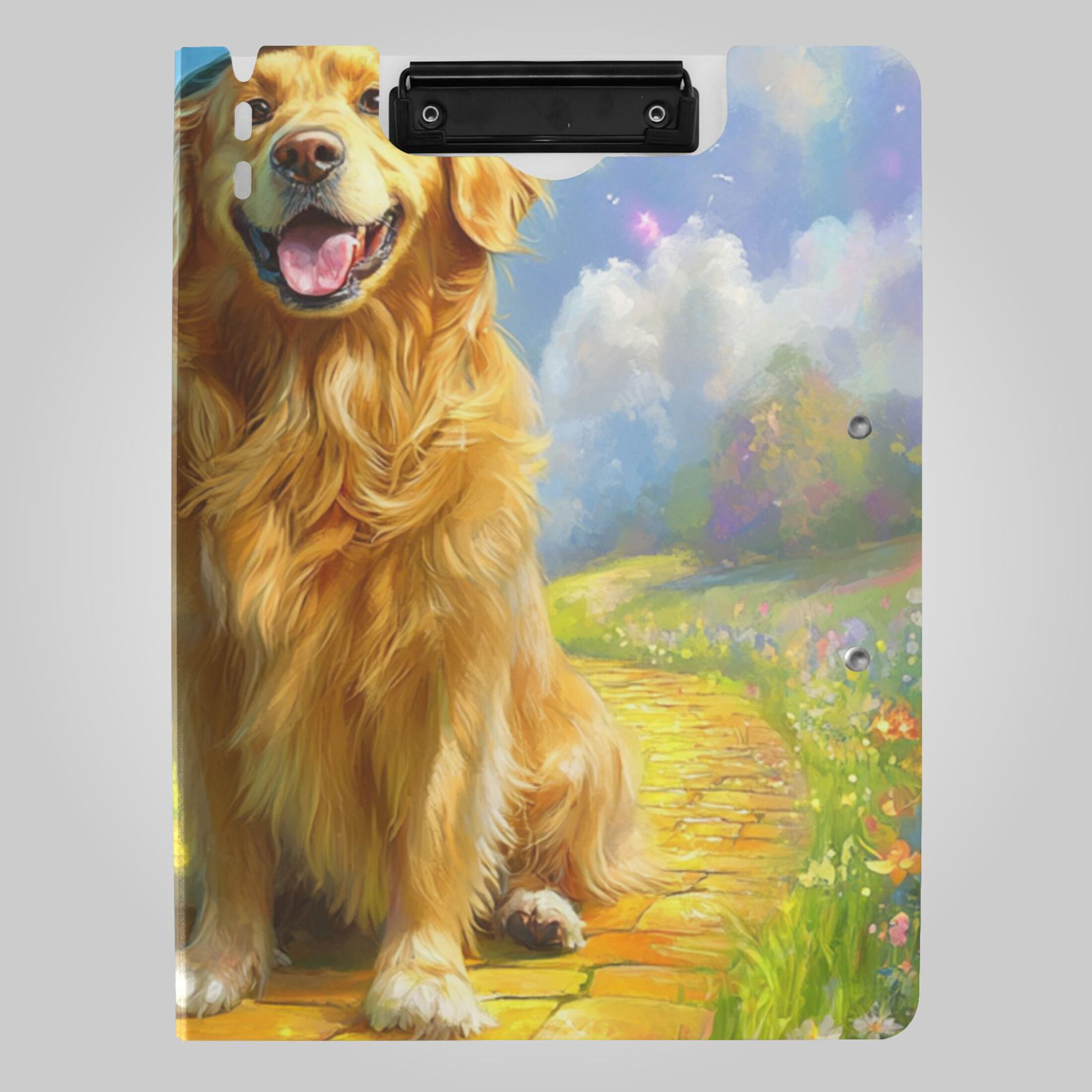 Rainbows Garden Cute Dogs with Hats Foldable Binder Folder Clipboard ...