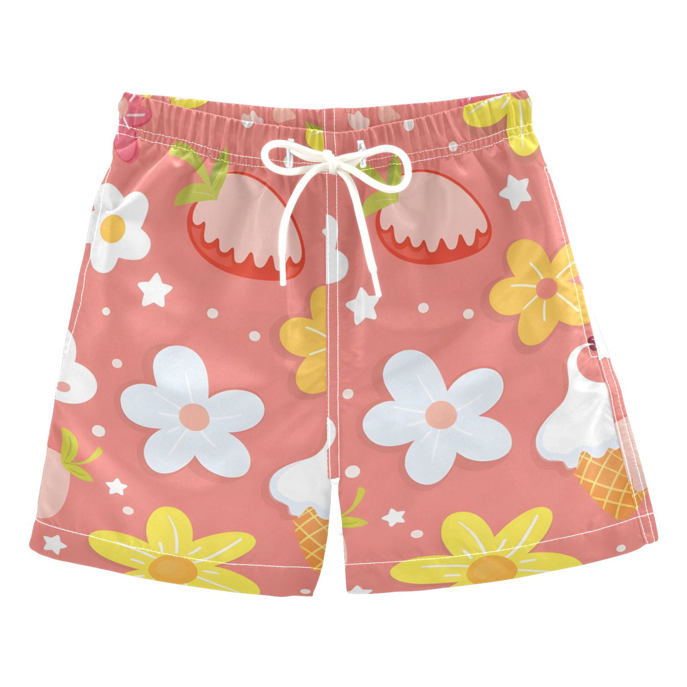 Rainbows Ice Cream Flowers Clouds Stars Boys' Swim Trunks Board Shorts ...