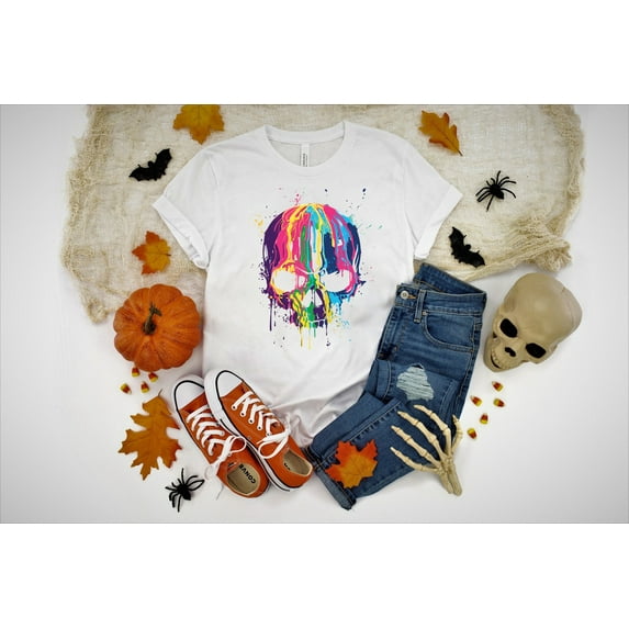 Rainbows Skulls Shirt, Spooky T Shirt, Skulls Shirt, Goth Shirt ...