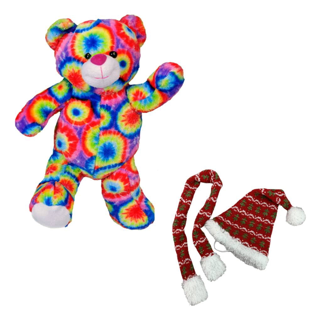 Rainbows The Bear 16 Inch Plush with Festive Knit Hat & Scarf Combo ...
