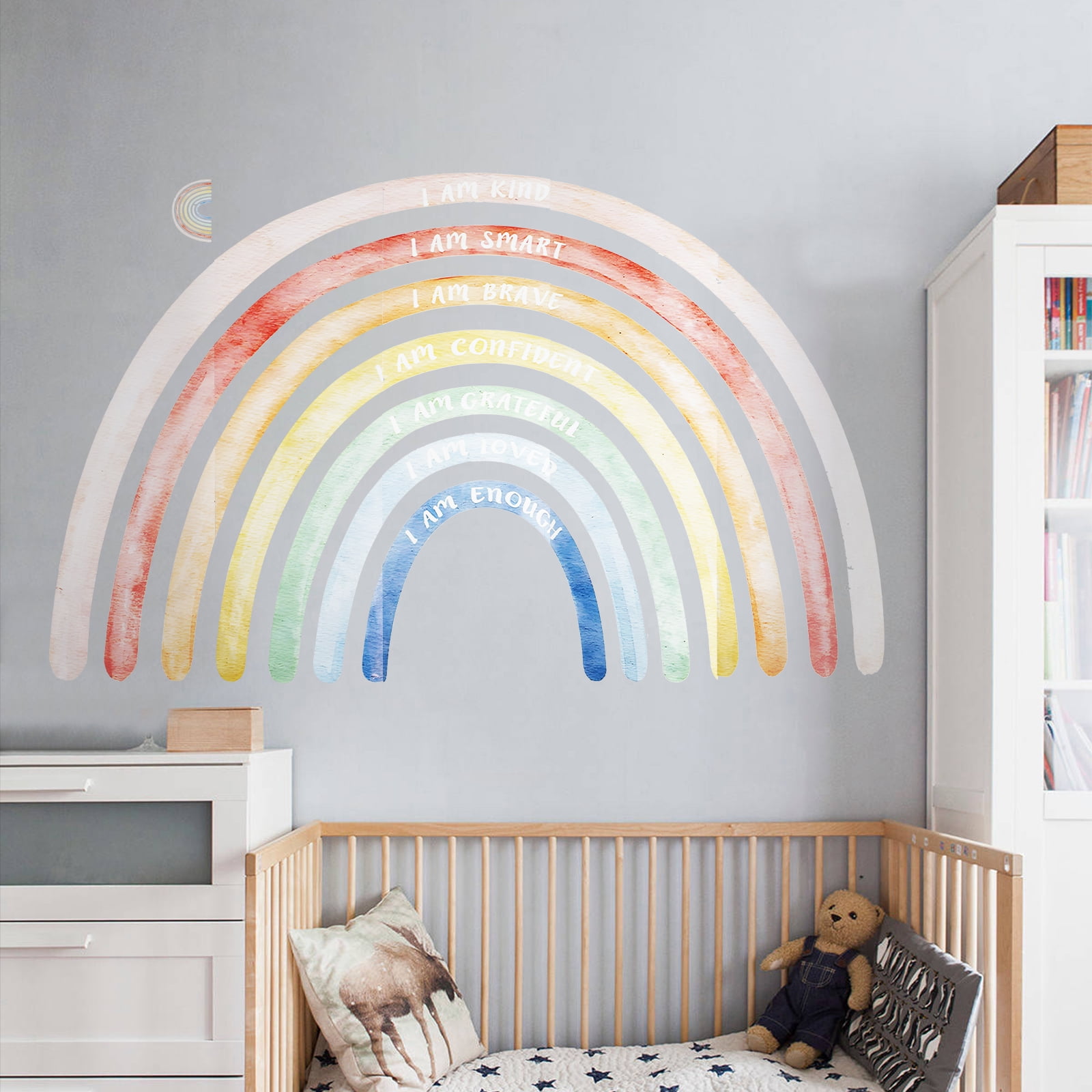 Rainbows Wall Decal Pretty Wall Decor Safe Boho Dot Wall Decal Colorful ...