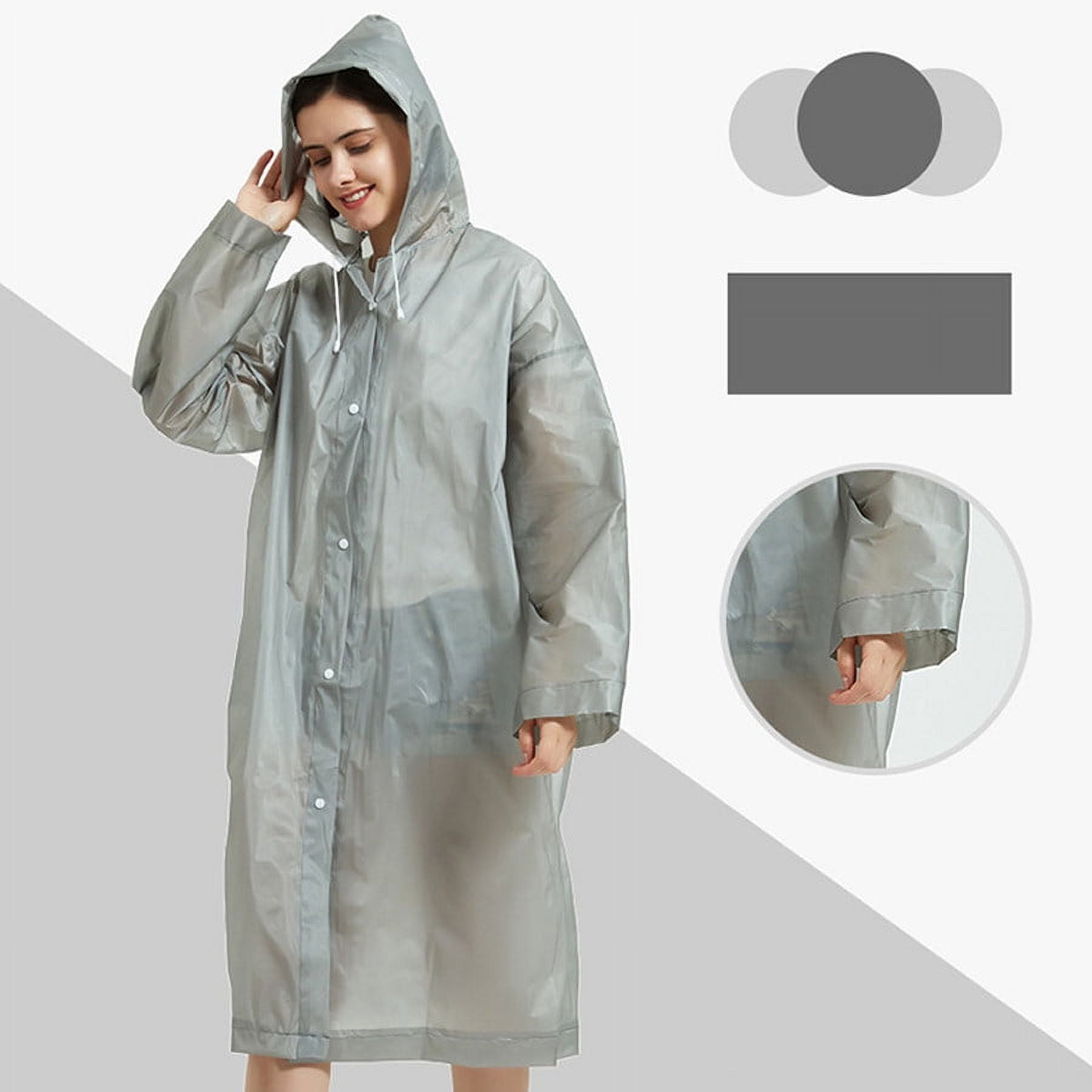Raincoat,Portable EVA Rain Coats Reusable Rain Poncho with Hood and ...