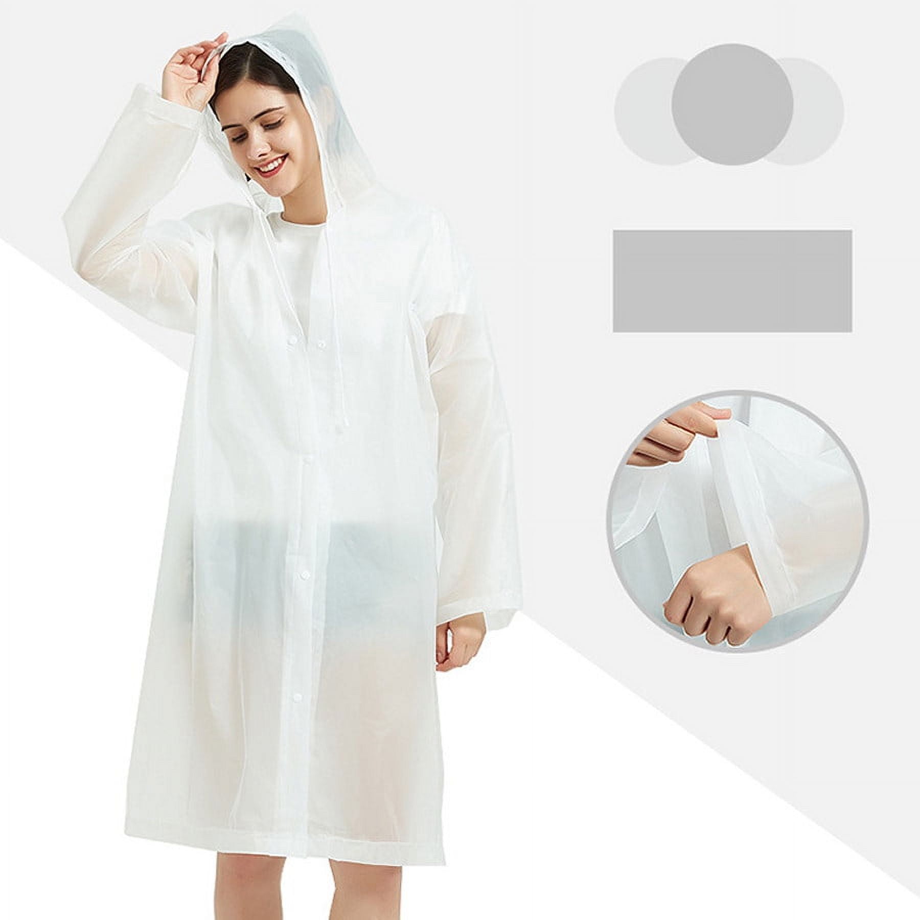 Raincoat,Portable EVA Rain Coats Reusable Rain Poncho with Hood and ...