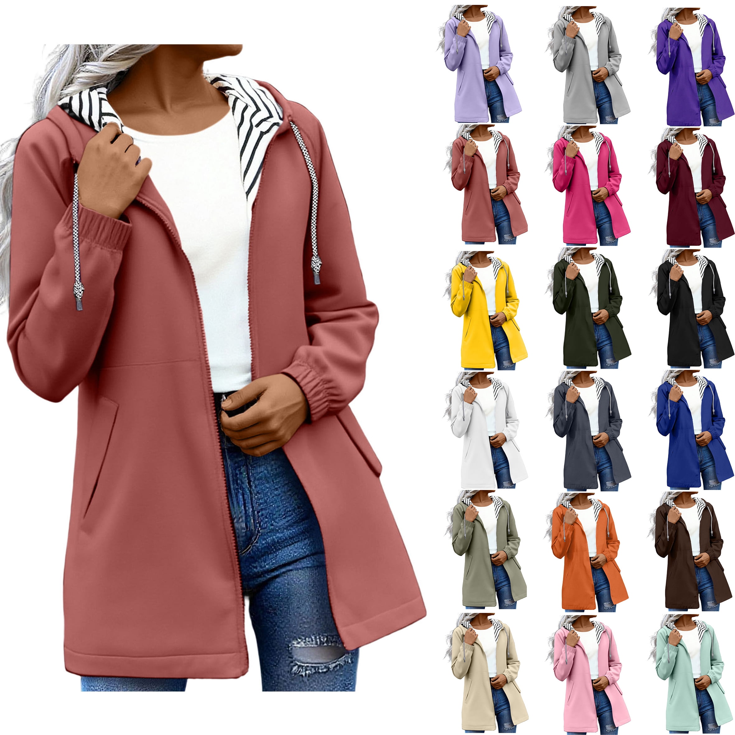 Raincoat Women Lightweight Waterproof Rain Jackets Women Solid Rain ...