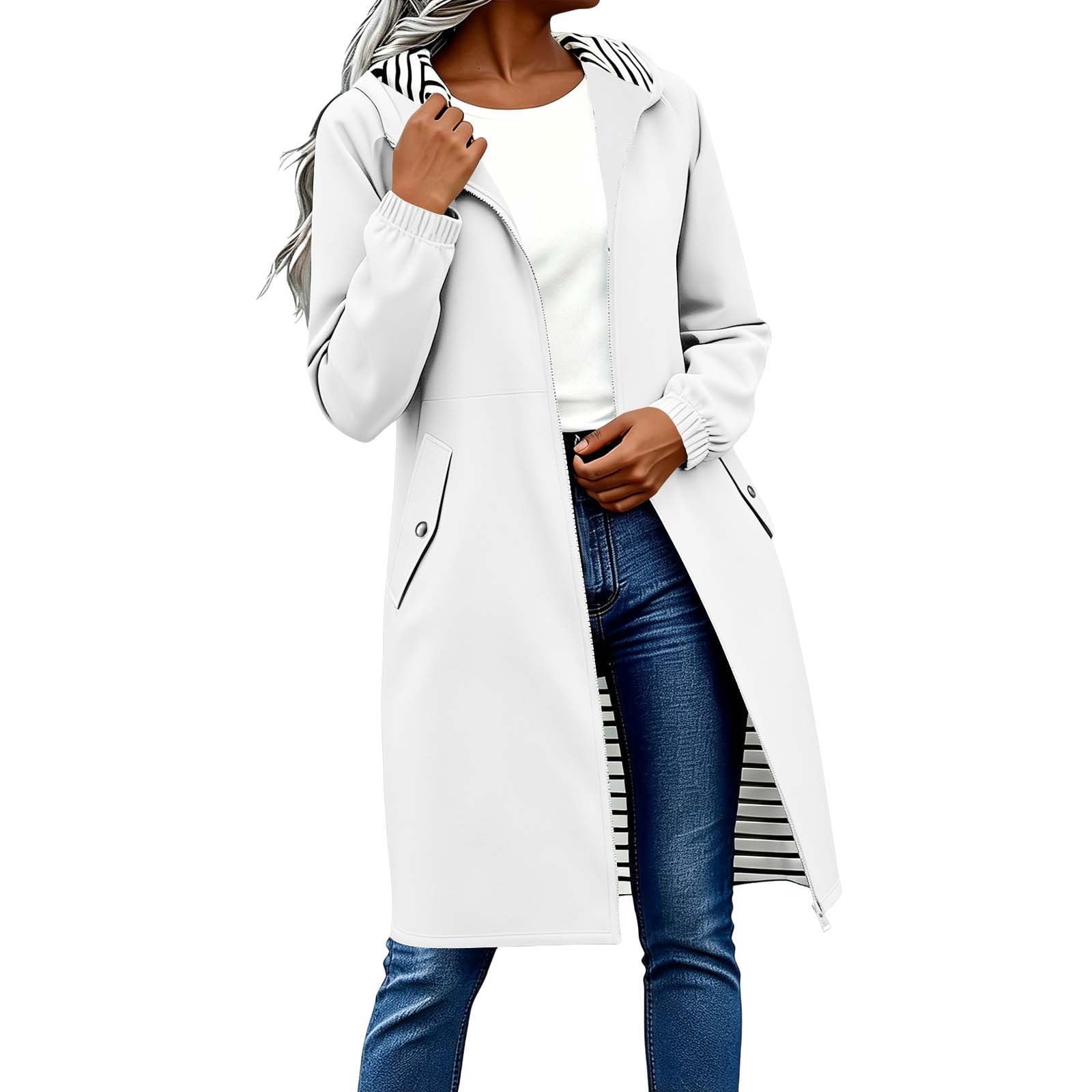 Raincoat Women Waterproof Long Hooded Trench Coats Lined Windbreaker ...