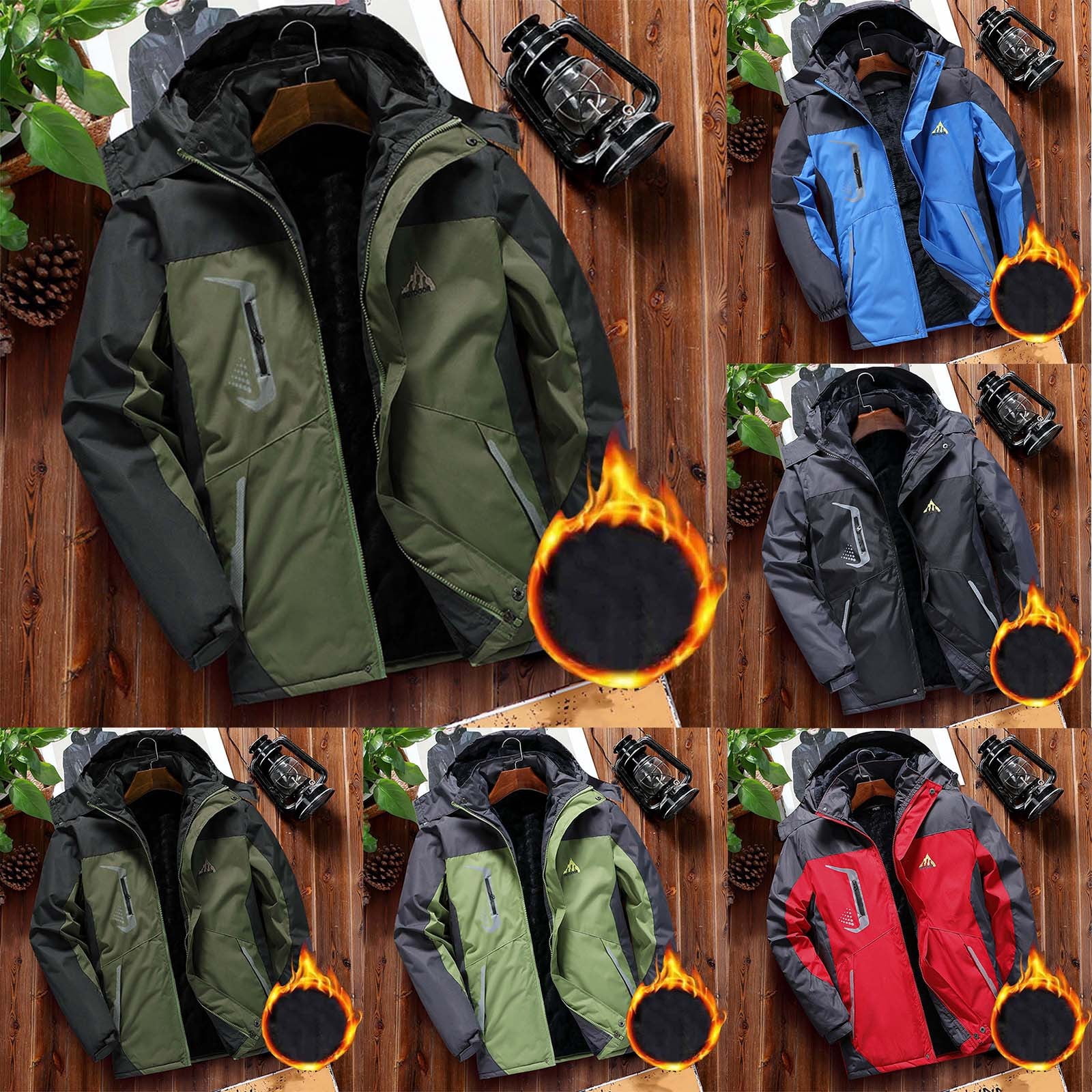Raincoats for Men Plus Size Mens Jackets Men Solid-Color Thick Jacket ...