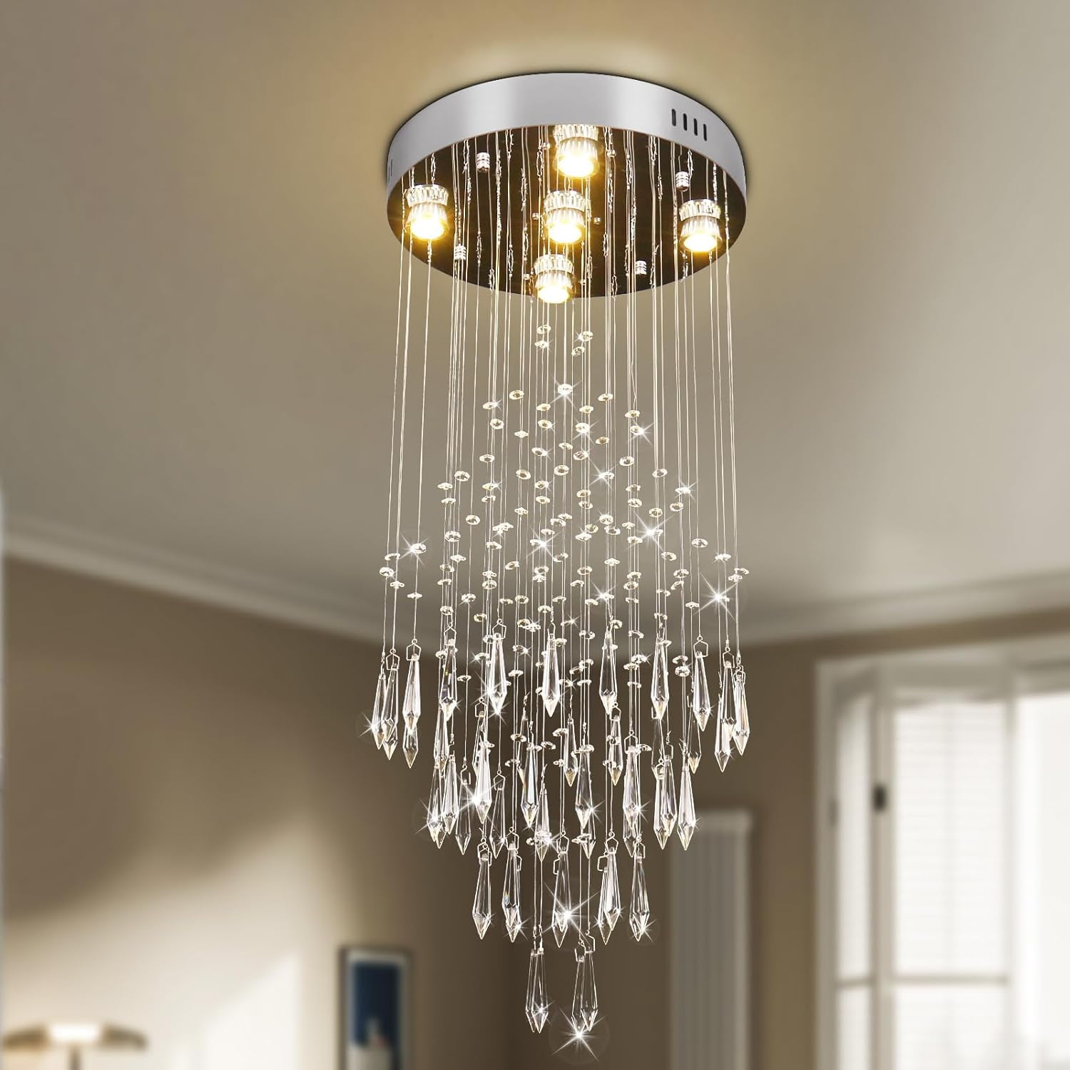 Raindrop Chandelier Modern Crystal Chandelier 5-Lights Raindrop Crystal ...