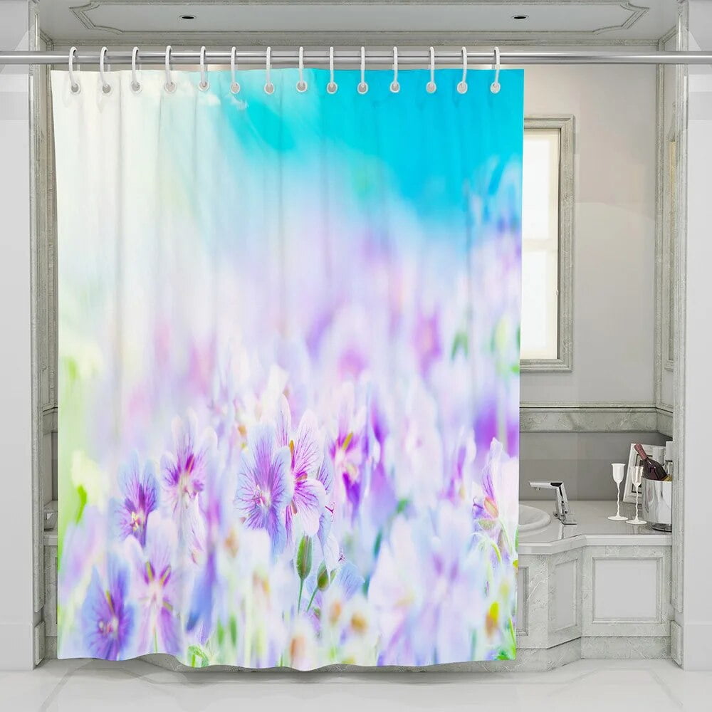 Raindrop Glass Clover Shower Curtain Watercolor Flower Ocean Beach