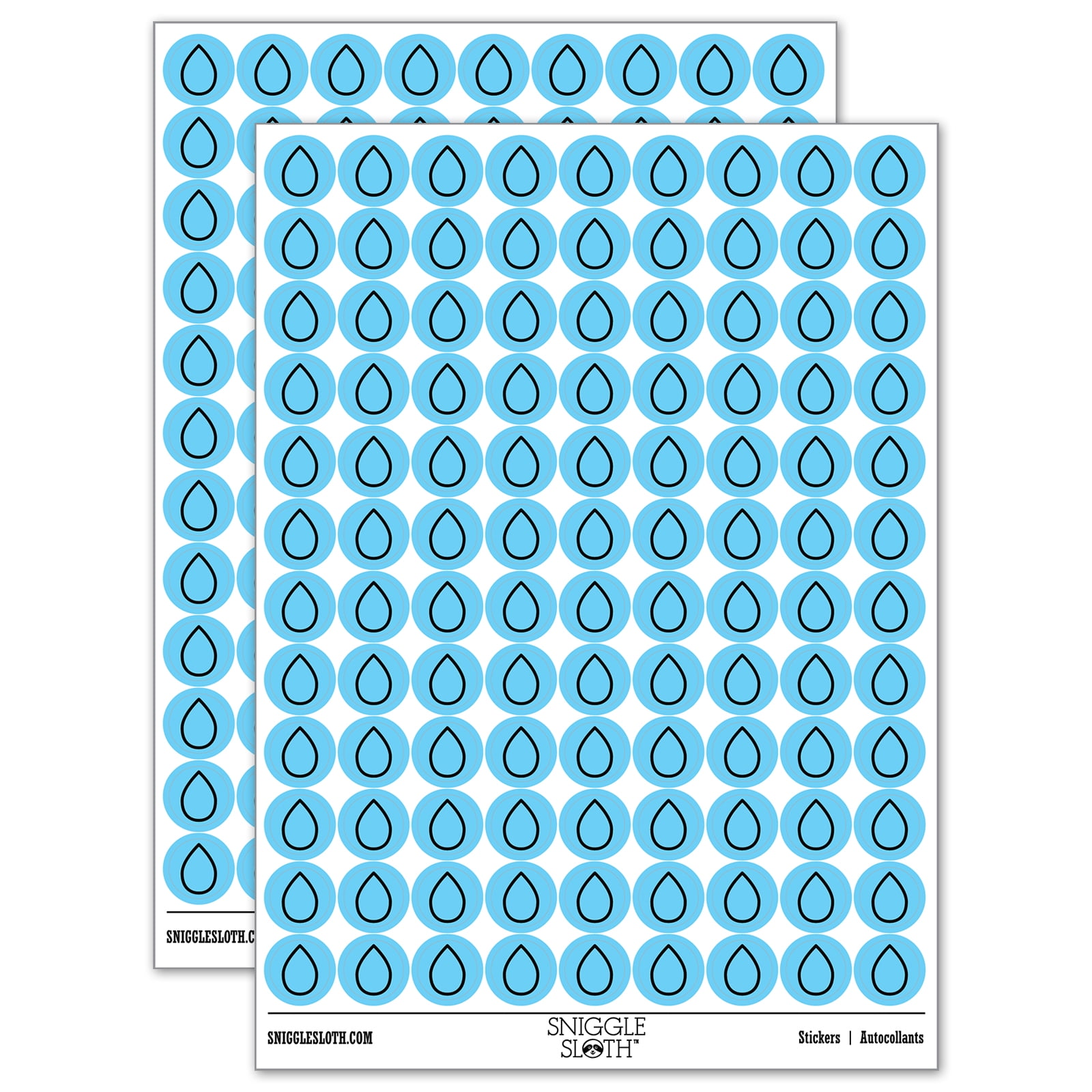 Raindrop Teardrop Outline 200+ Round Stickers - Light Blue - Gloss ...