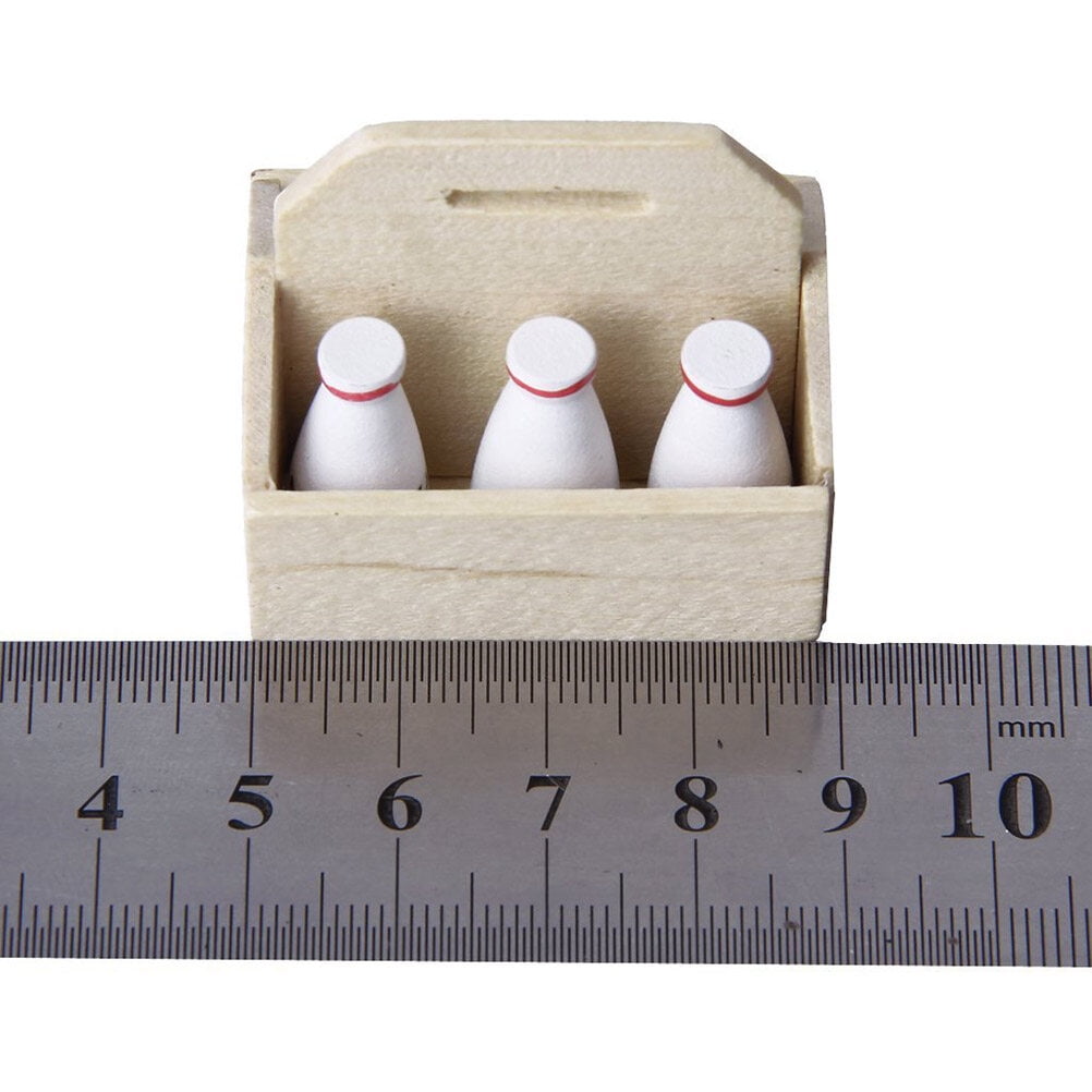 Raindrops 1/12 mini house Miniature Kitchen Milk Rack with Bottles Set ...