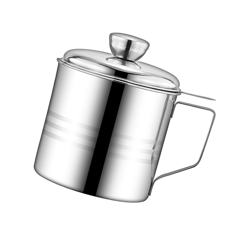 Raindrops 1.2L Stainless Steel Oil Strainer Pot Oilcan with Sieve Cover ...