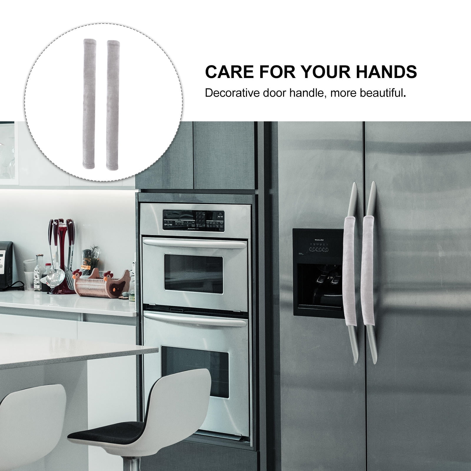 Raindrops 1 Pair Of Refrigerator Wraps For Doors Grey Plush Fabric ...
