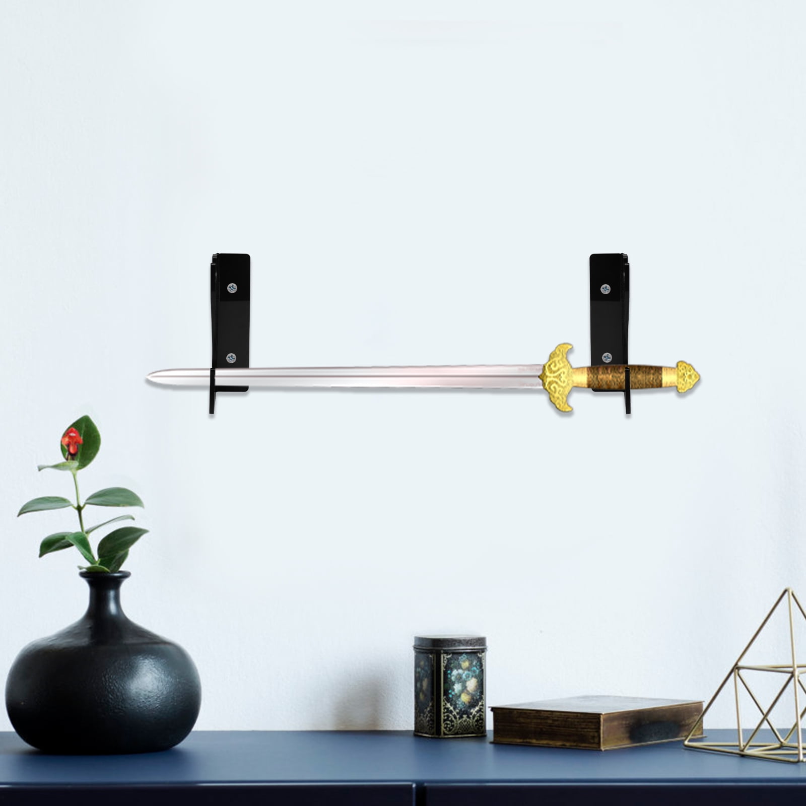 Raindrops 1 Pair Wall Mount Sword Stand for Sword Collectors 12x5x1in Black Acrylic - Walmart.com