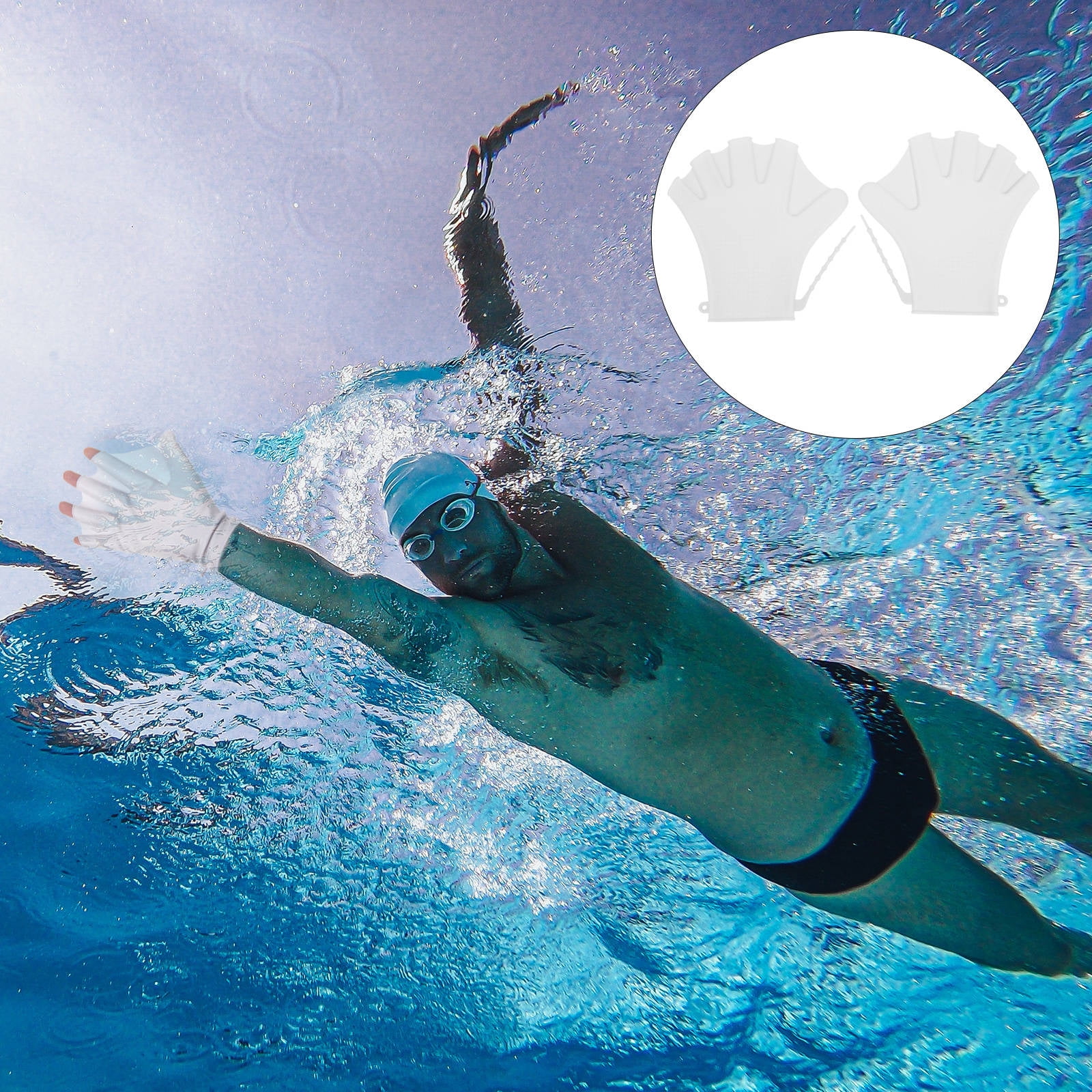 Raindrops 1 Pair White Paddle Shape Gloves to Wear When Swimming for ...