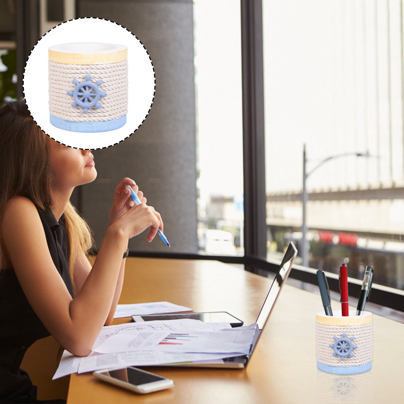 Raindrops 1 Pc Desktop Marker Pen Holder Assorted Color Wood Organizer ...