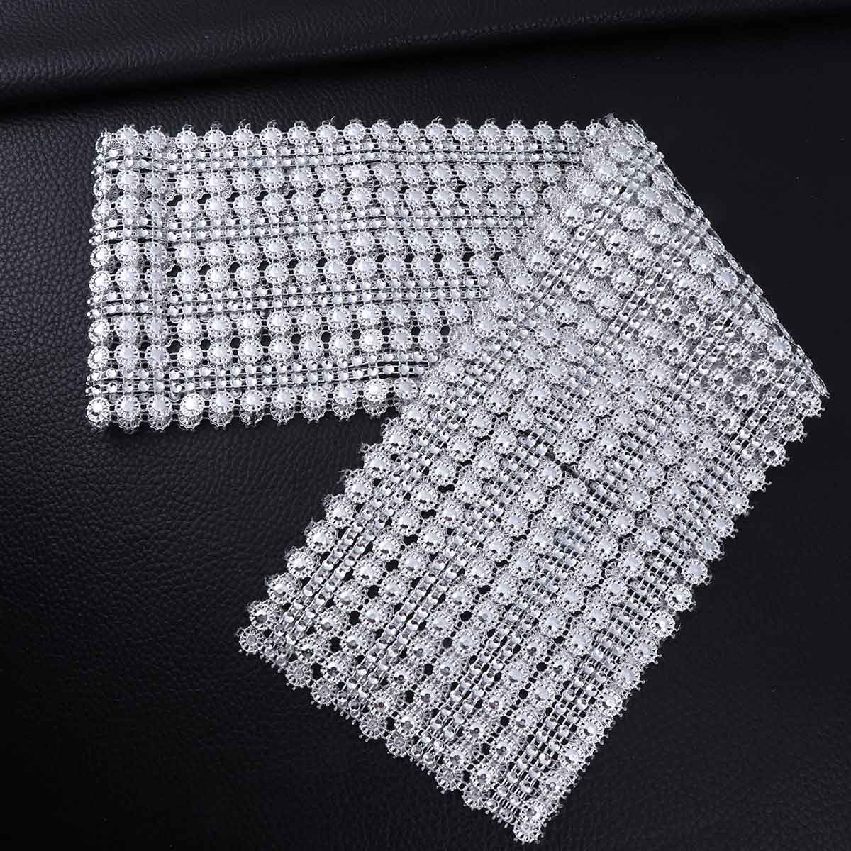 Raindrops 1 Row Diamond Flower Shape Mesh Wrap Roll Faux Rhinestone ...