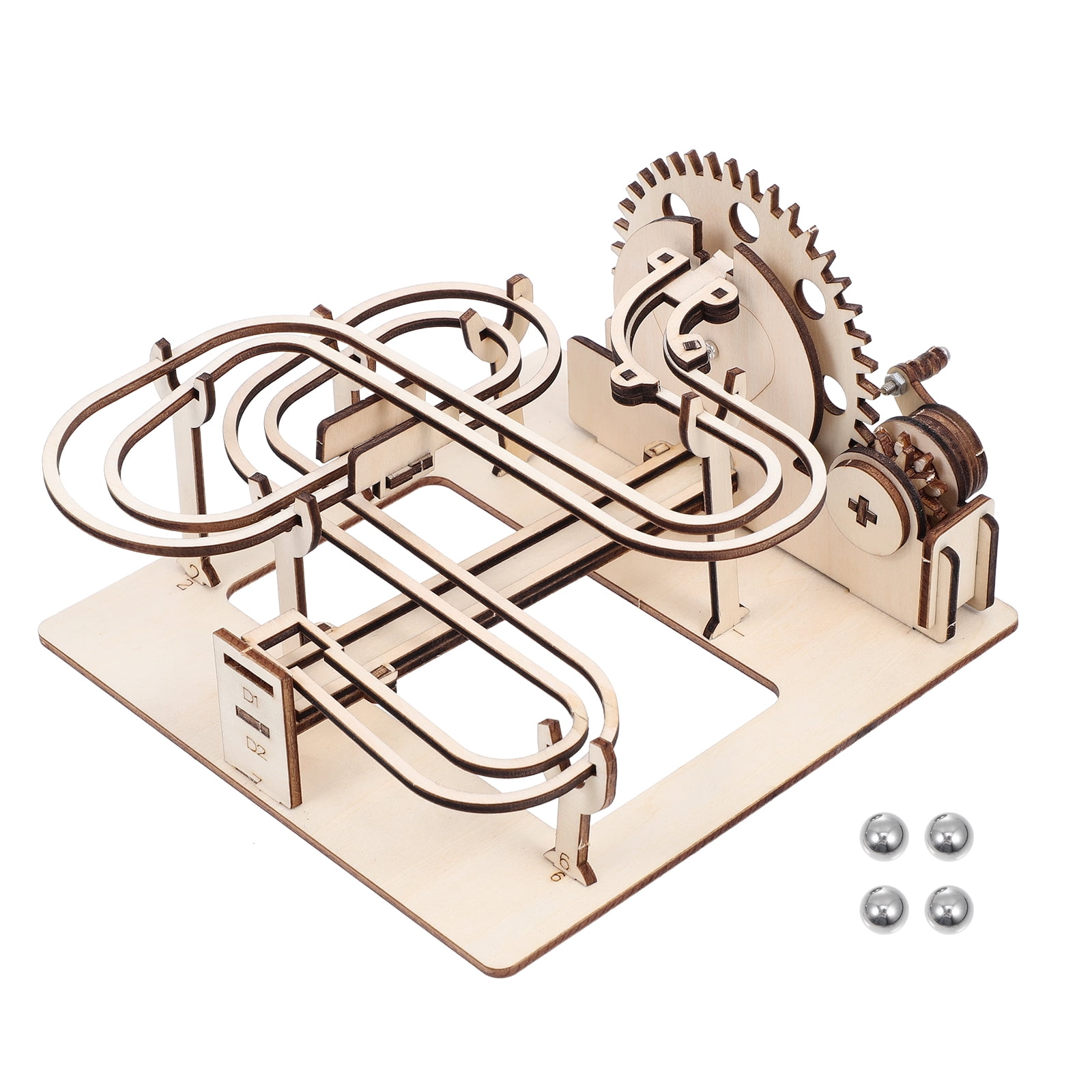 Marble Run Puzzle Toy with Hand-Cranking Track for Kids Khaki Color 1 ...