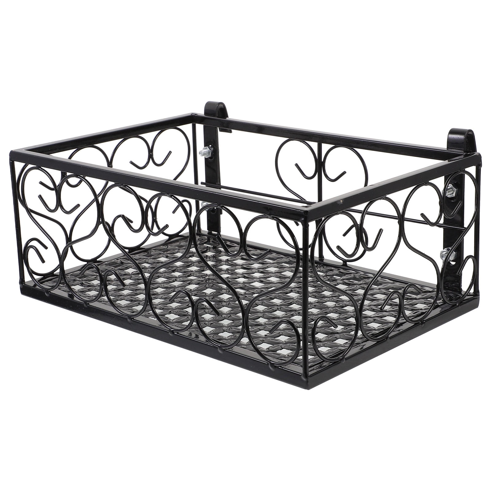 Raindrops Flower Pot Storage Rack Railing Plant Hanger Iron 1 Set Black ...