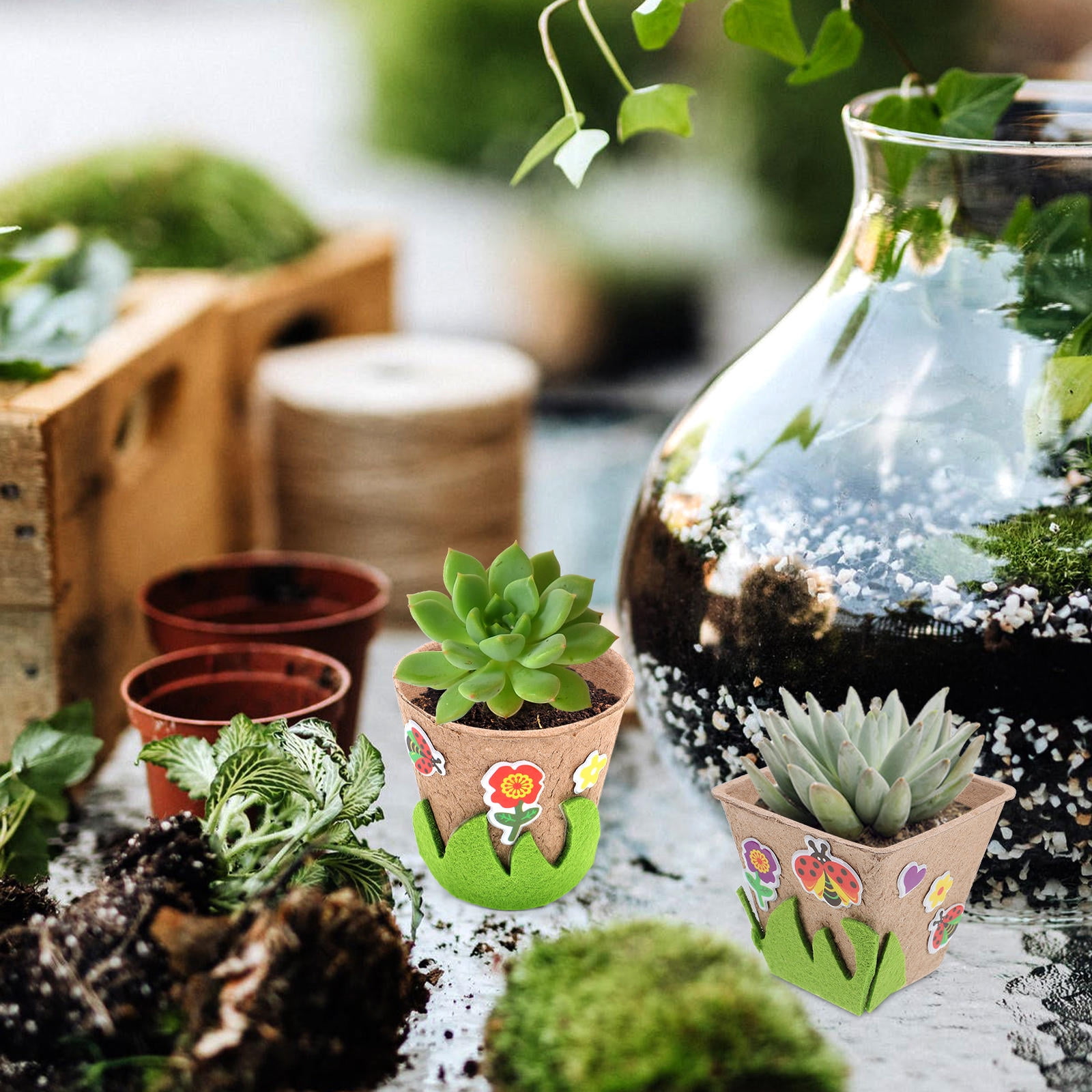 Raindrops 1 Set DIY Pulp Nursery Cup with Sticker Pulp Planter ...