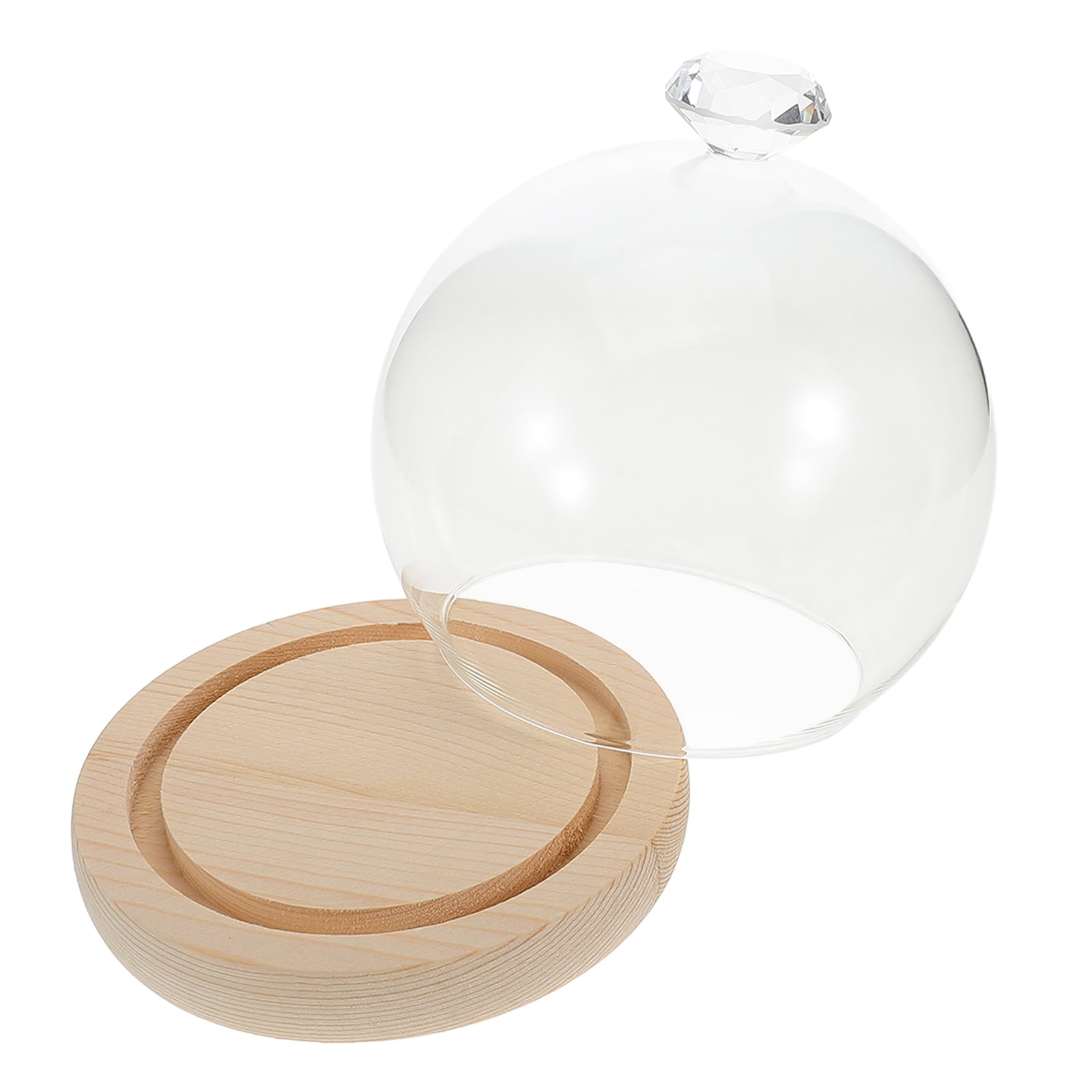 Raindrops 1 Set Glass Display Dome Cloche With Wood Base Display Dome ...