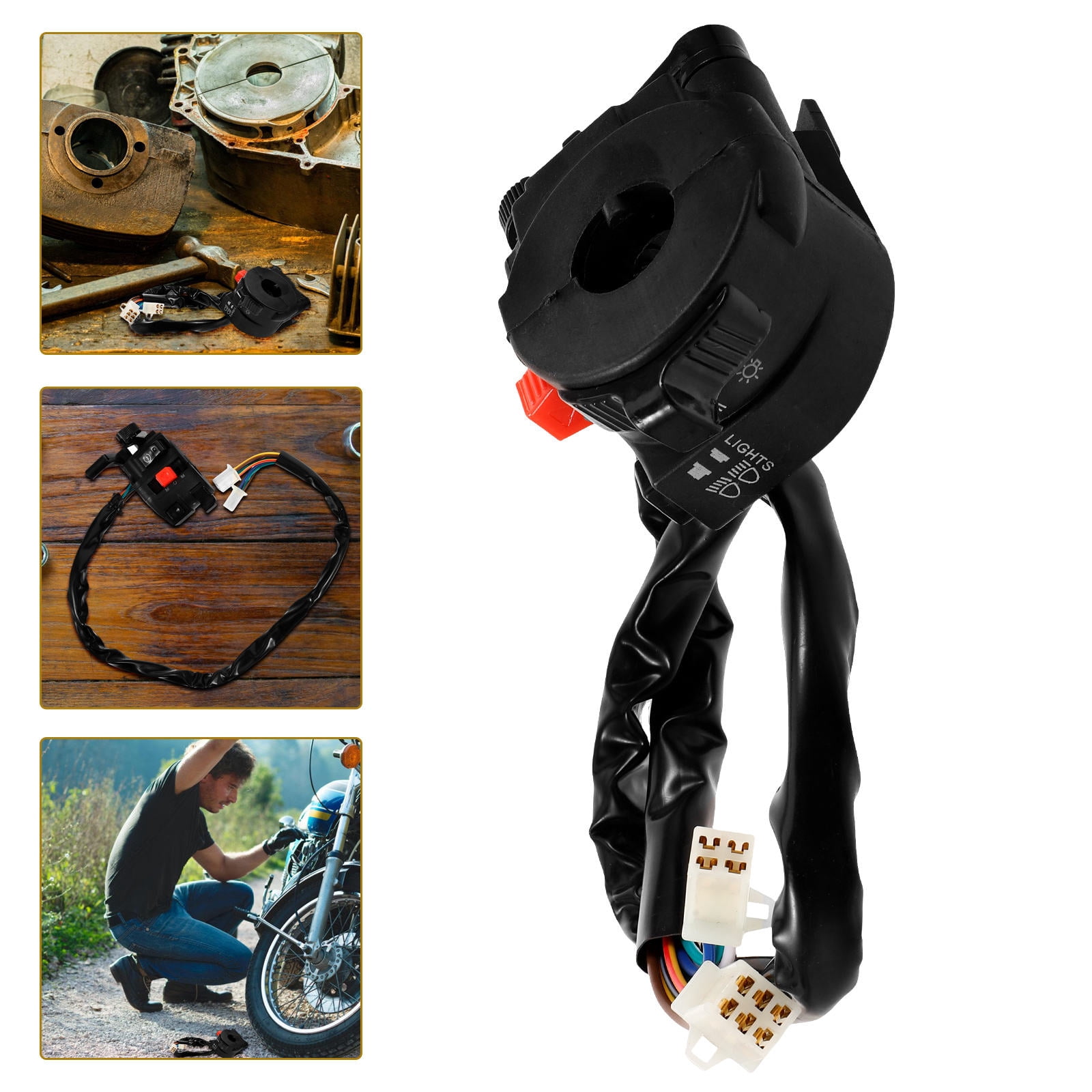 Raindrops Motorcycle Handlebar Button Switch Ignition Switch Copper 1 ...