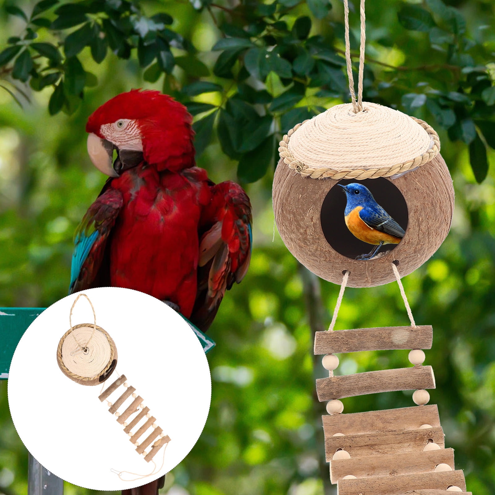 Raindrops 1 Set Hanging Bird Nest Coconuts Shell Bird House Parrot ...