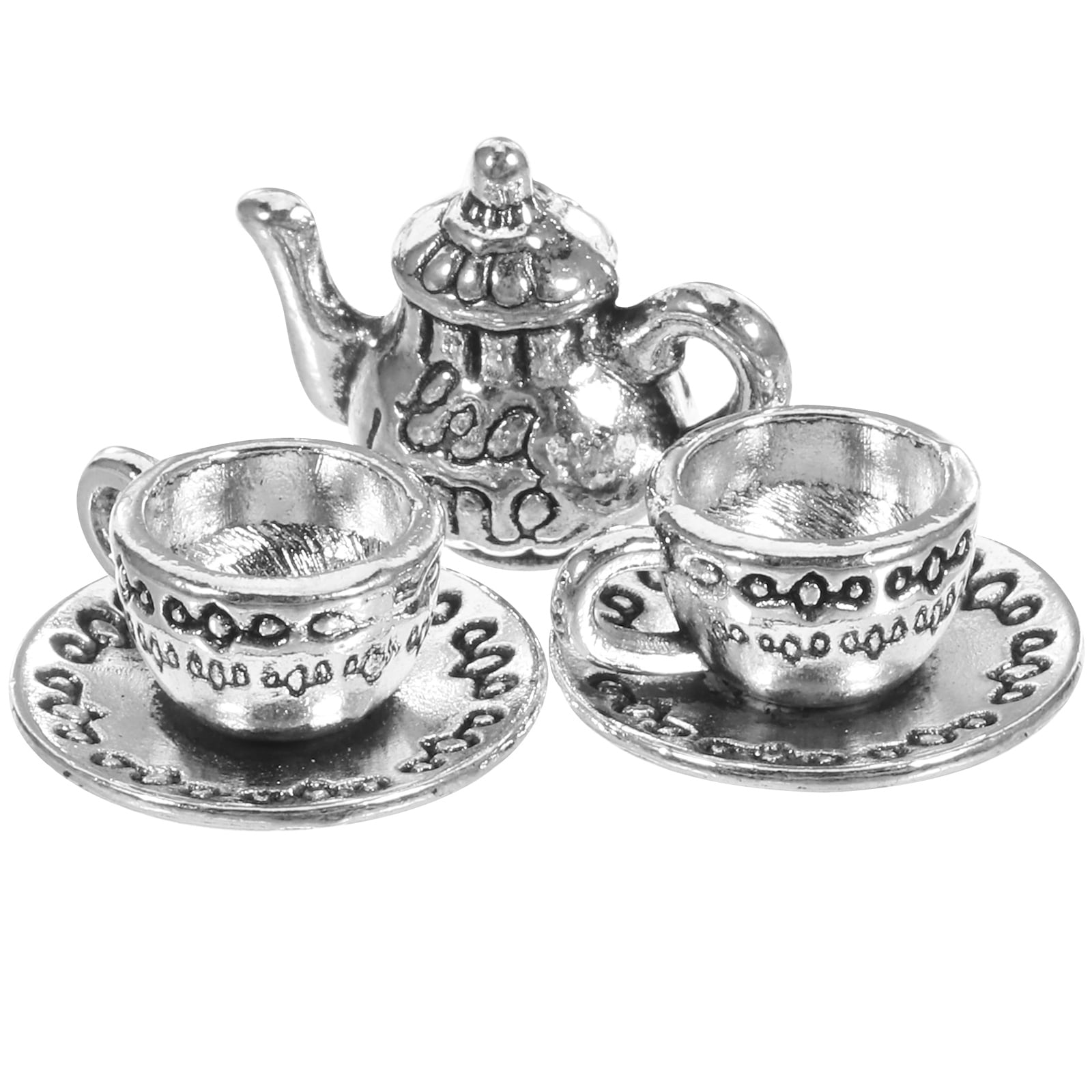 Raindrops Teapot Ornament Mini Metal Tea Pot Antique Style 1 Set 0.63X0 ...