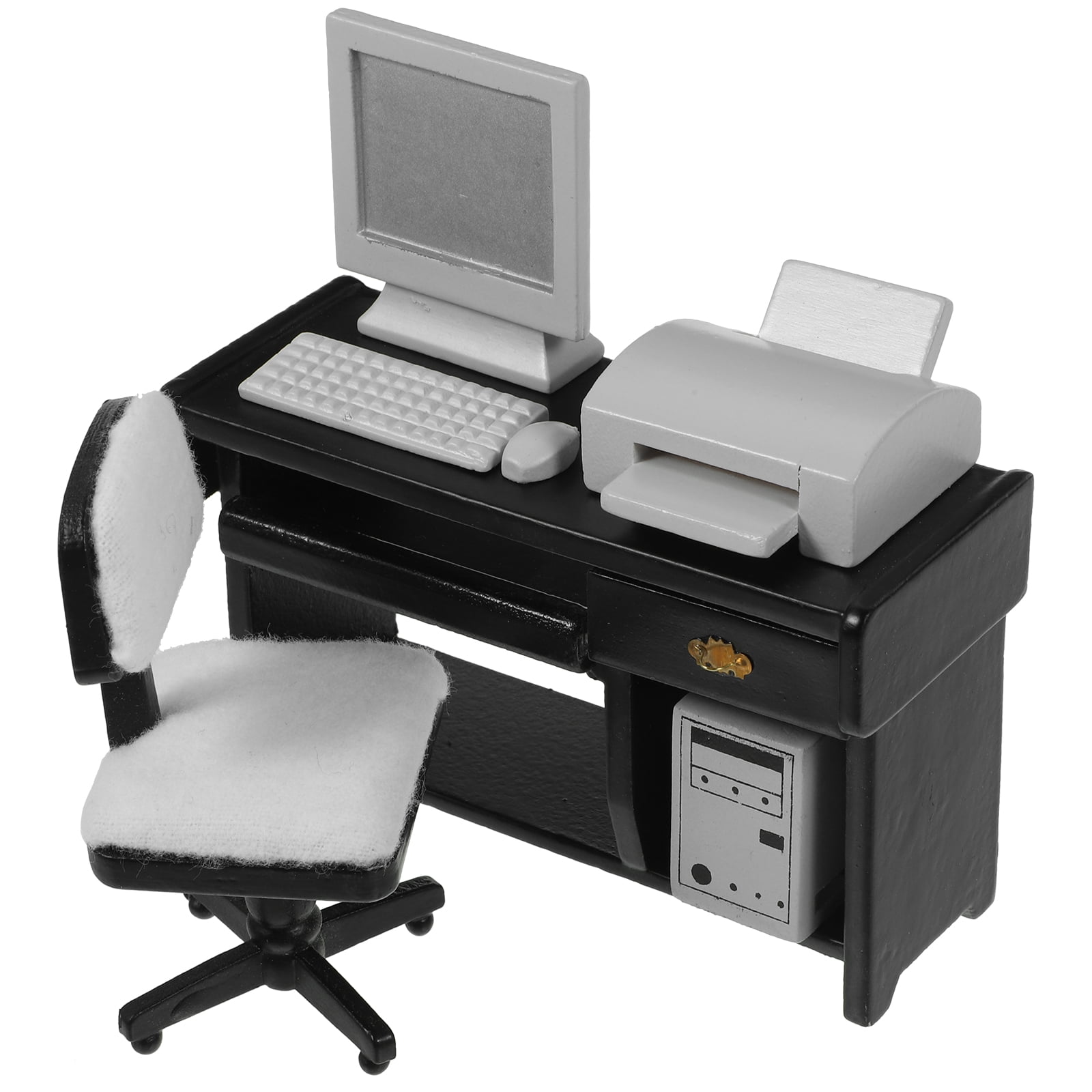 Raindrops 1 Set Mini Office Desk Toys Tiny House Computer Model ...