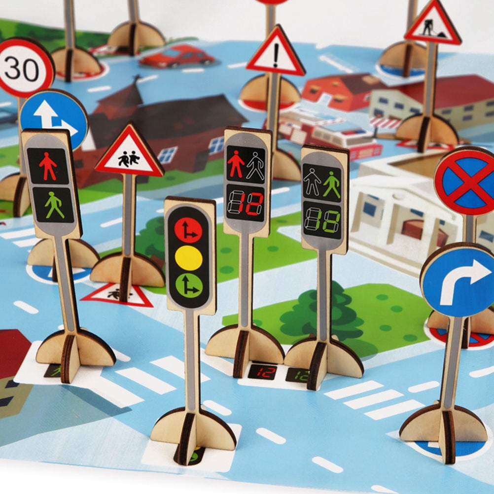 Raindrops 1 Set Wood Signs and Cards for Kids Learning Traffic Signs ...