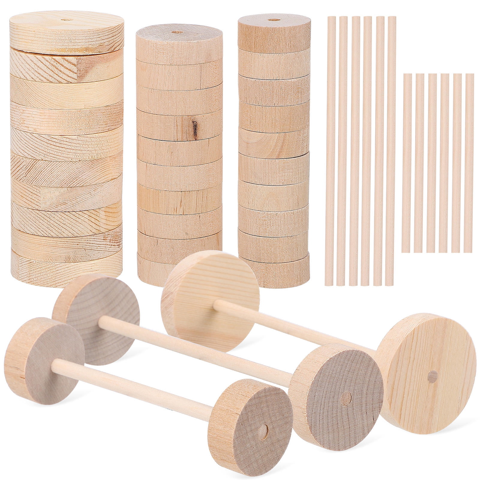 Raindrops 1 Set Wooden Wheel and Stick Kit Unfinished Wooden Wheels ...