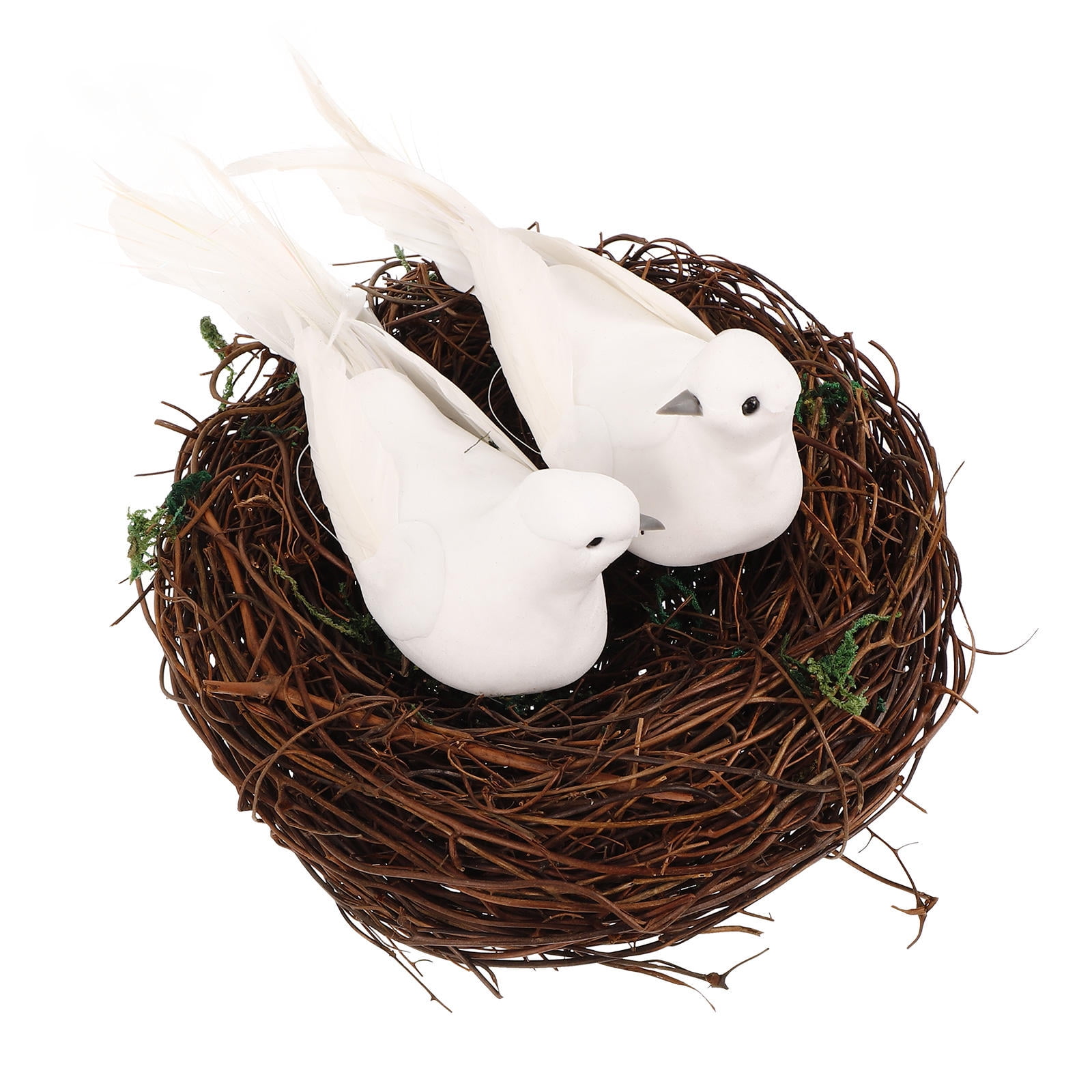 Raindrops Artificial Rattan Bird Nest with Birds for Home Office Garden ...