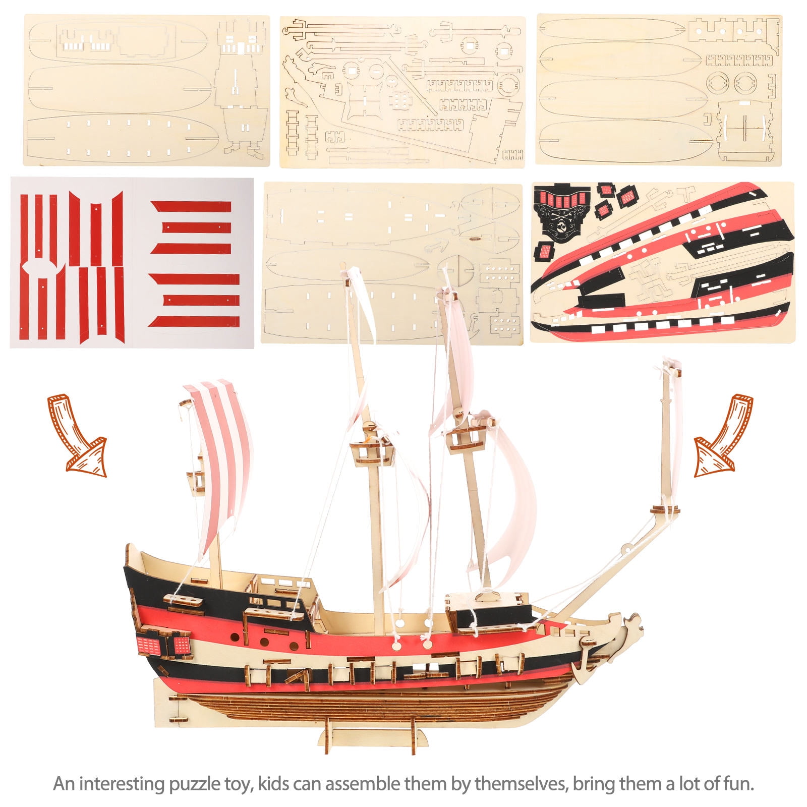 Raindrops 1 Set of Sailboat Puzzles 3D Wooden Puzzles Lifelike Sailboat ...