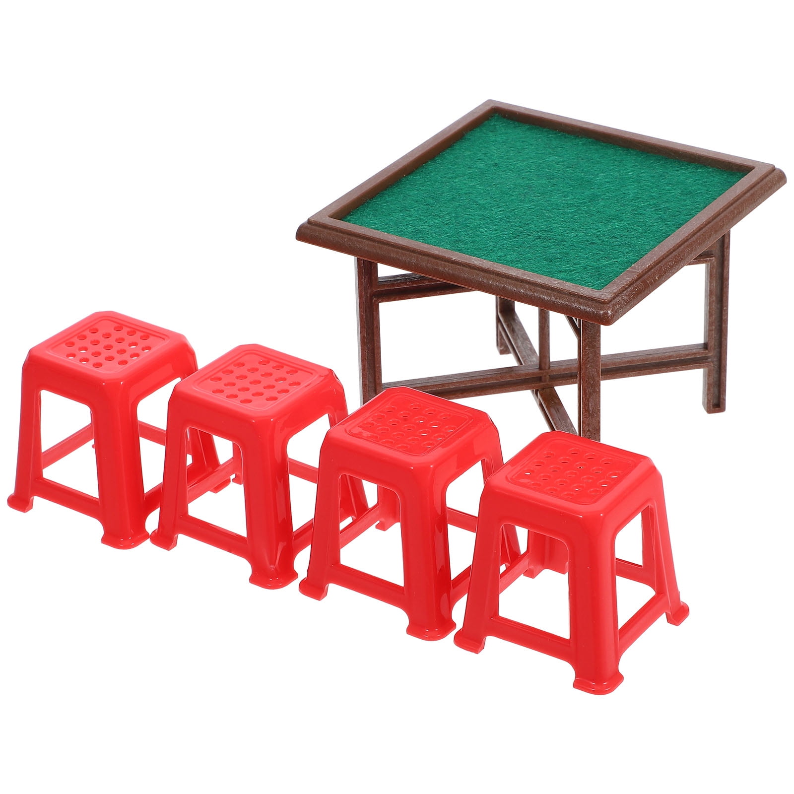 Mini Mahjong Table and Chair Set for Doll House Decor Assorted Color ...