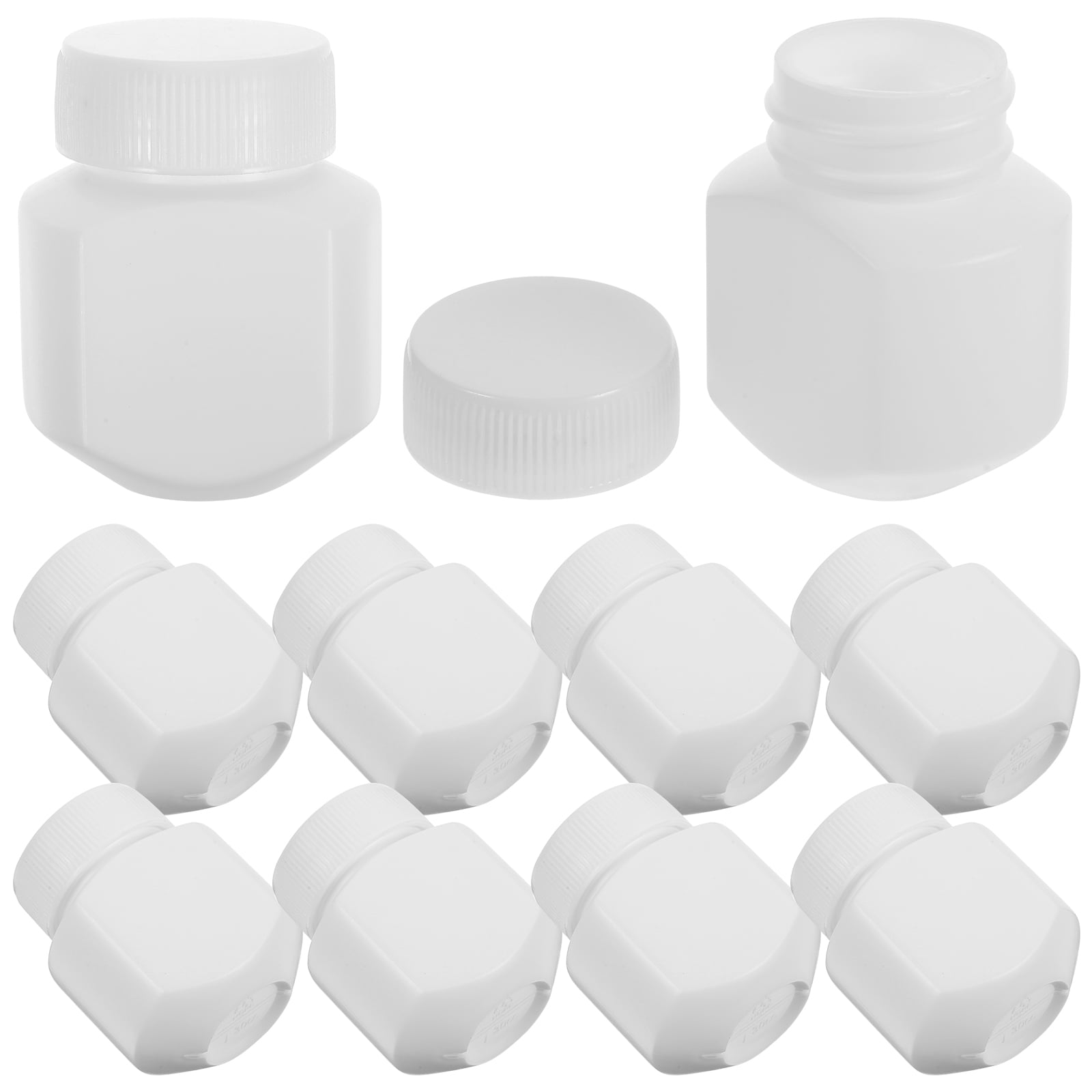 Raindrops 10 Pack White HDPE Travel Bottles with Caps for Medicine ...