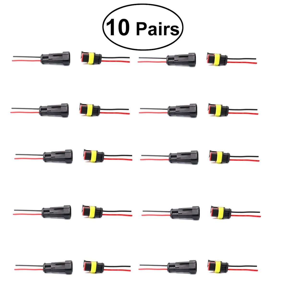 Raindrops 10 Pairs 2-Pin IP67 Waterproof Electrical Wire Terminal ...
