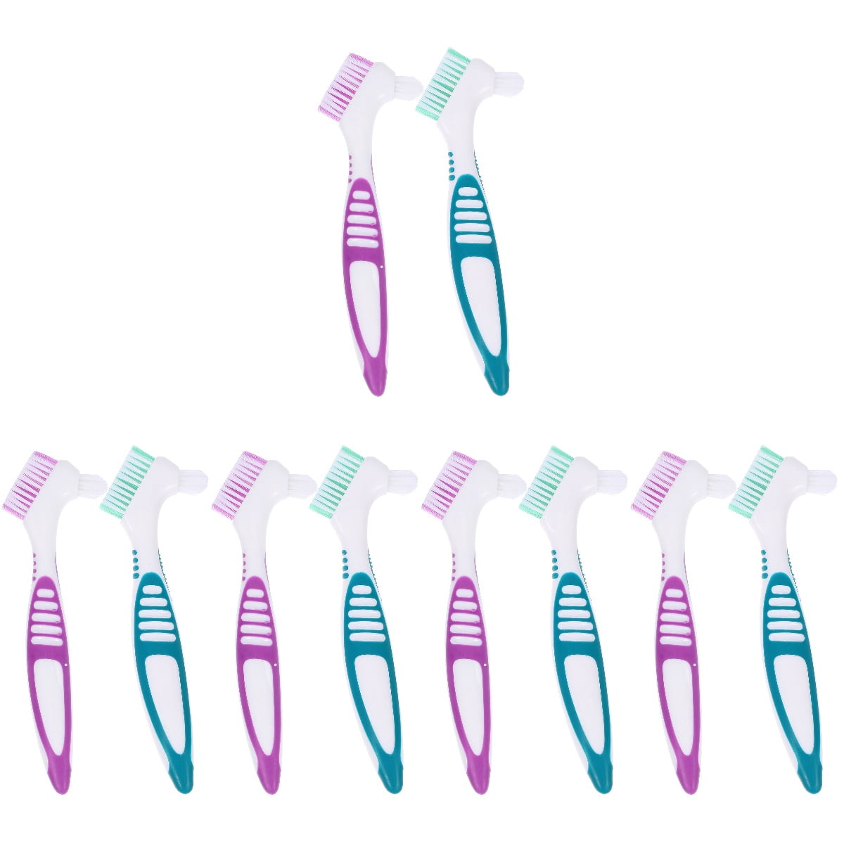 Raindrops 10 Pcs Denture Tooth Brush Dual Heads Denture Cleaning Brush ...