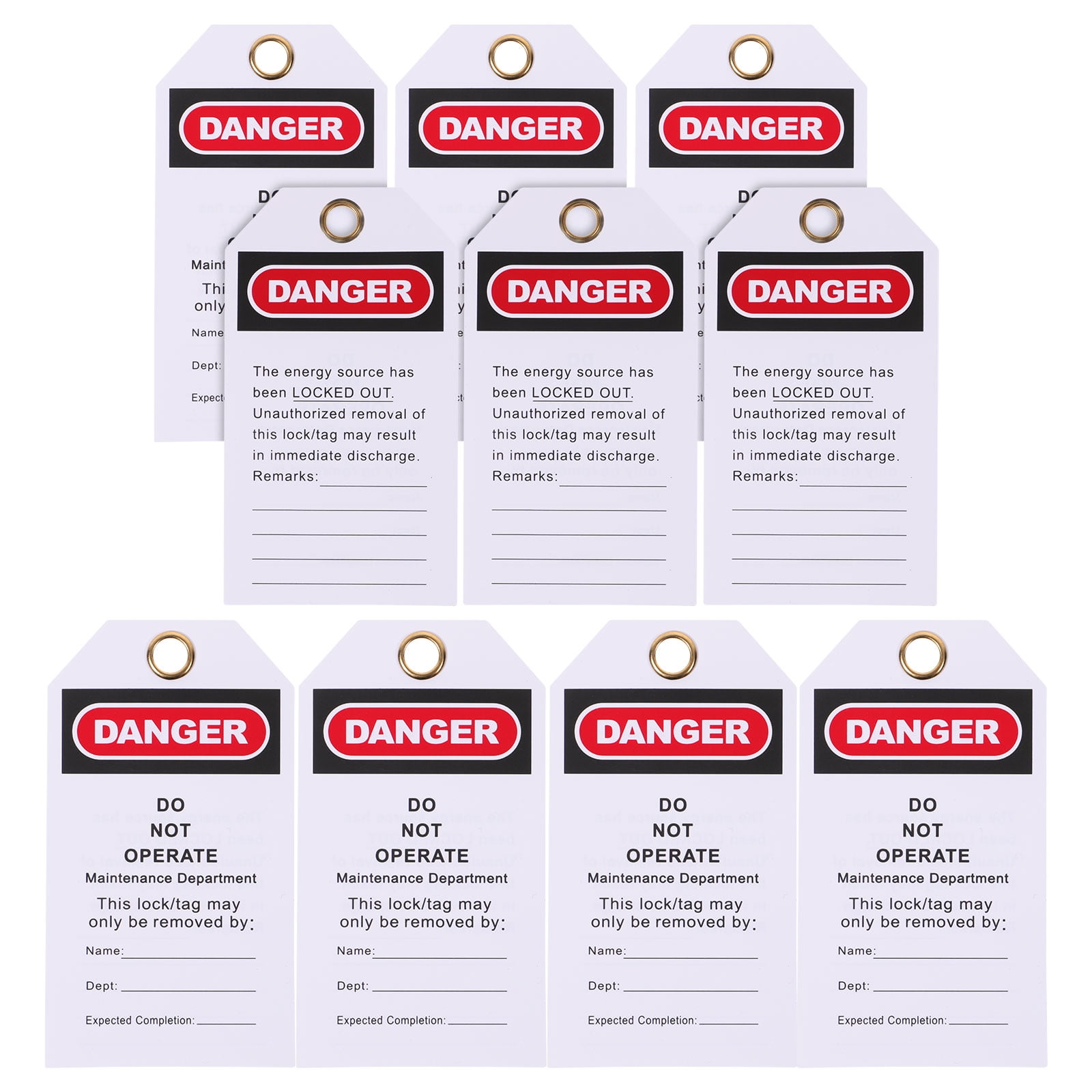 Lockout Tags for Equipment Repair with Safety Warnings PVC and Metal ...