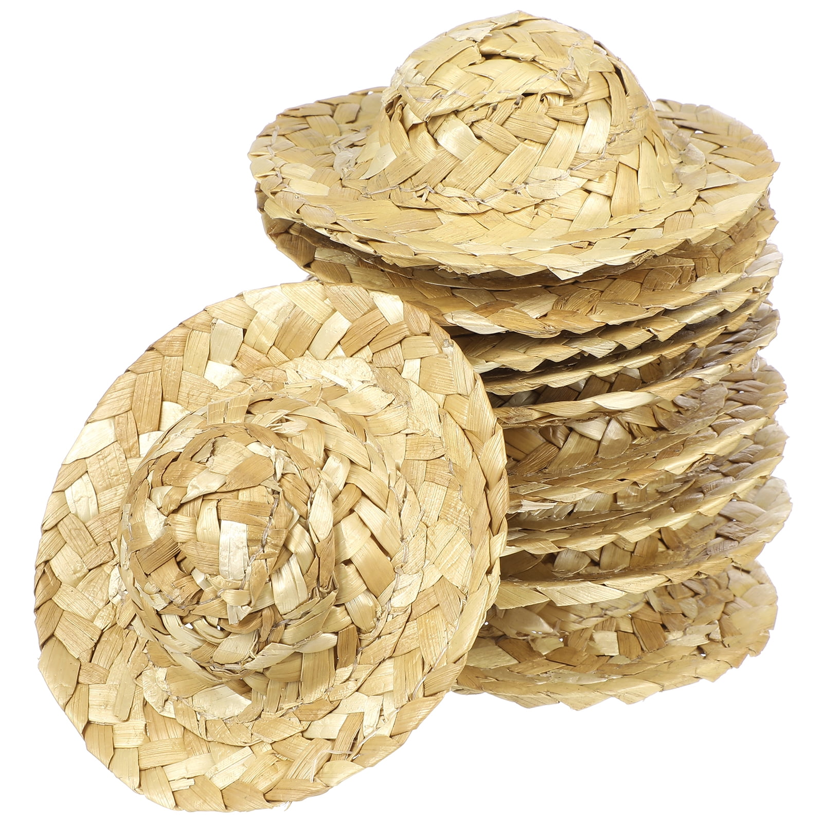 Raindrops 10 Pcs Mini Straw Hats for Crafts Sombrero Miss Woman ...