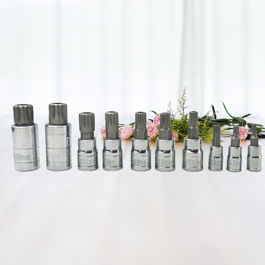 Raindrops 10 Pcs Triple Square Spline Bit Socket Set 12 Point Dr Socket ...