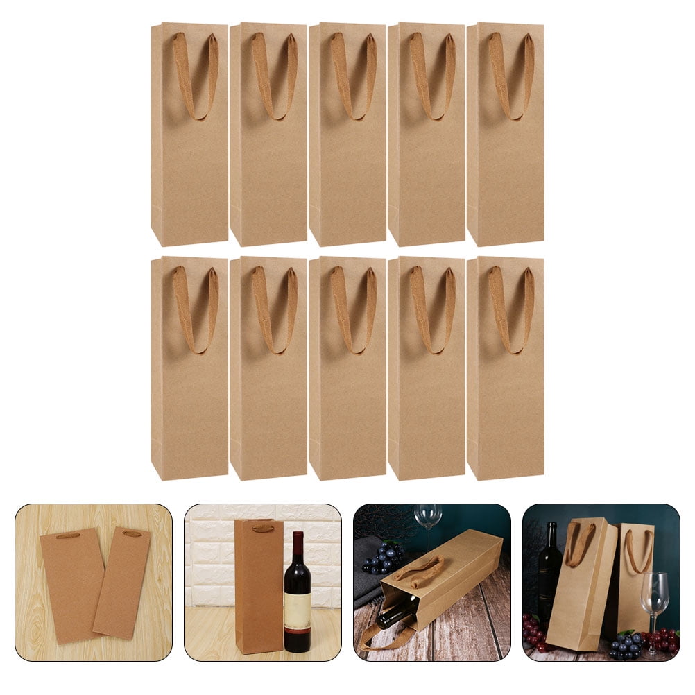 Raindrops 10Pack Disposable Beverage Bottle Packaging Bag Khaki Kraft ...