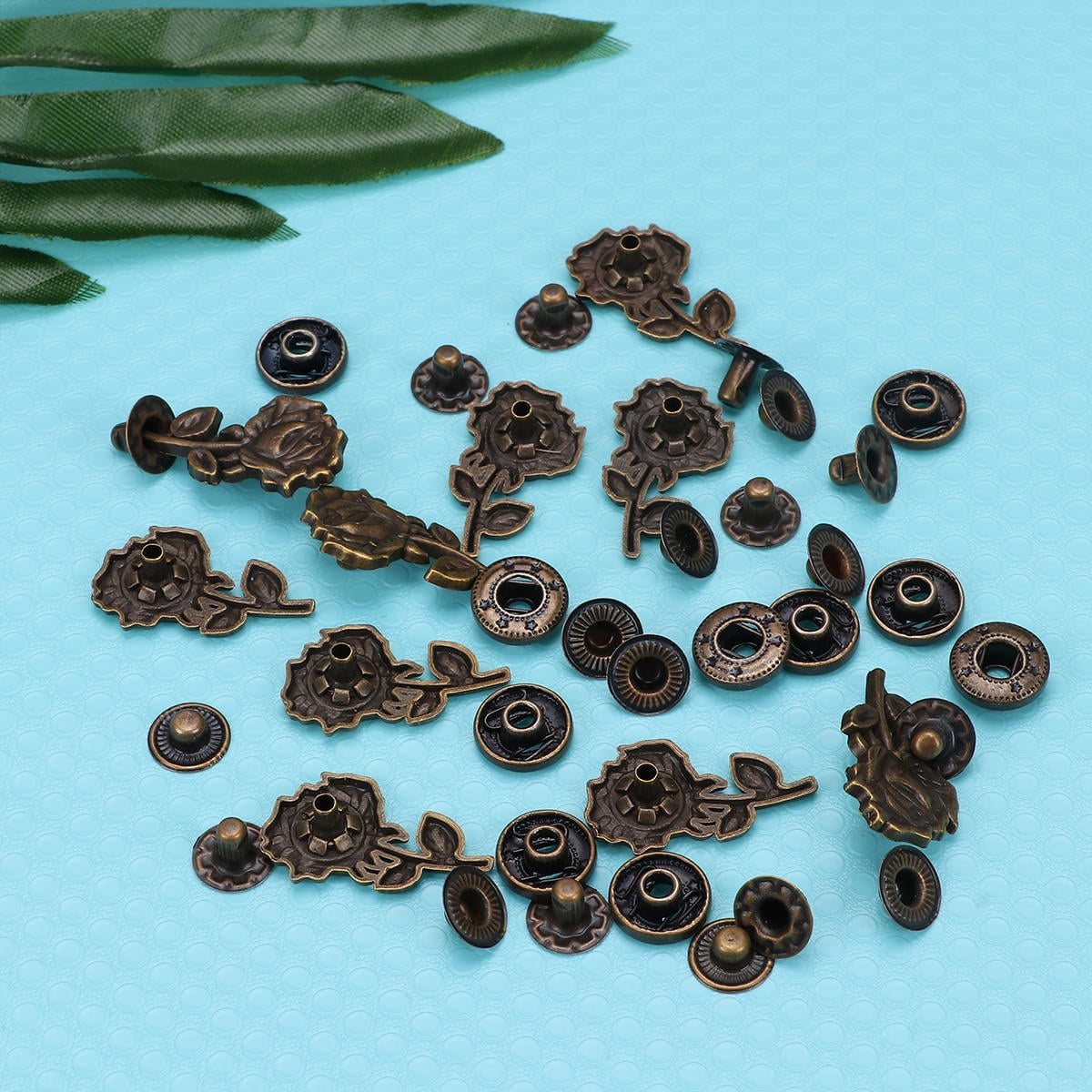 Raindrops Purse Fasteners Rose Shape Metal Button Dark Brown 10 Sets ...