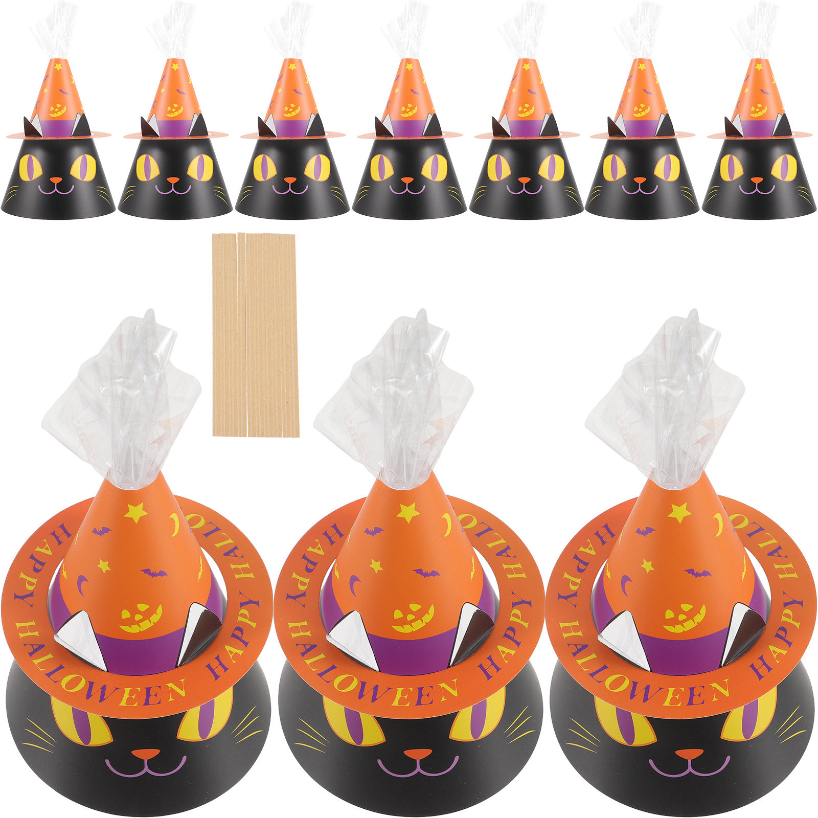 Raindrops 10 Sets Party Boxes Multi Colored Cat Shaped Hats Paper ...