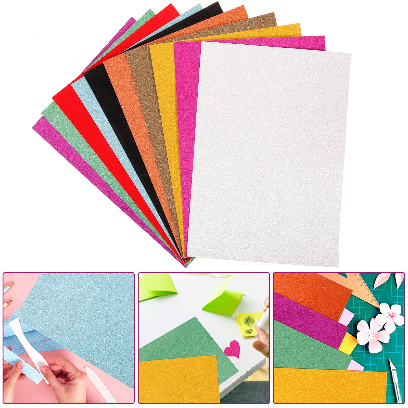 Raindrops 10 Sheets Glitter Paper for DIY Projects A4 Glitter Cardstock ...
