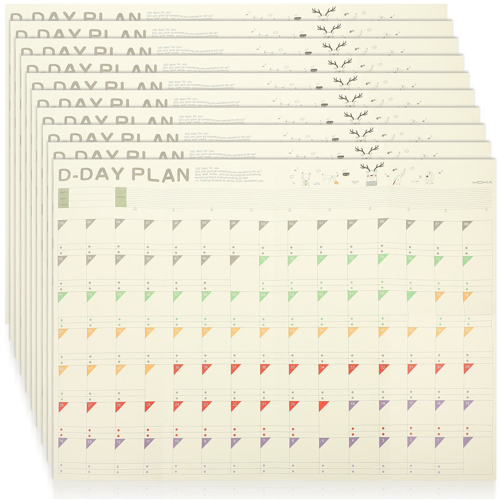 Raindrops 10 Sheets Planner Charts Study Schedule Notebooks Notepad ...