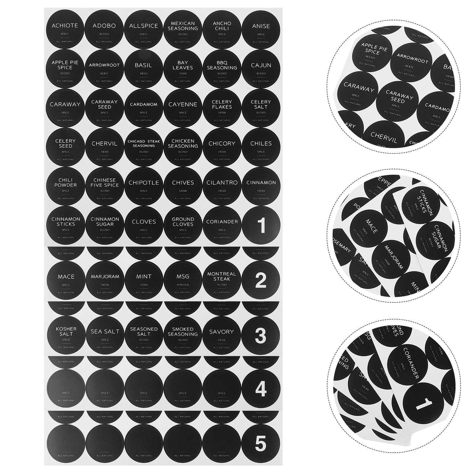 Raindrops 10 Sheets of Spice Labels Stickers Kitchen Round Spice ...