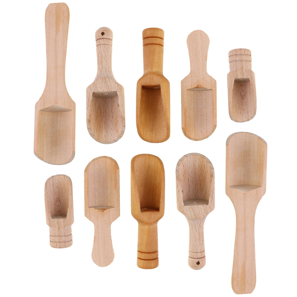 Raindrops Wooden Salt Spoon Set of 10 Pieces Beige Color for Home Use ...